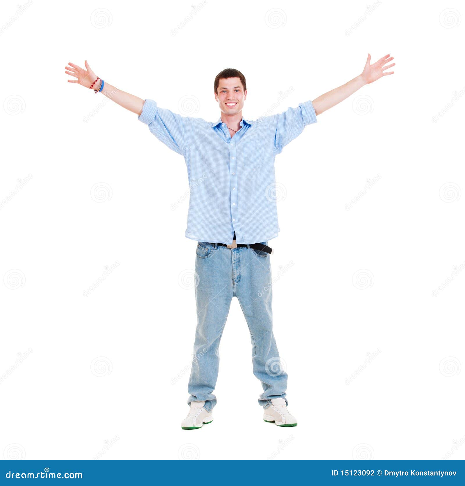Happy Man Over White Background Stock Photo - Image of friendly ...