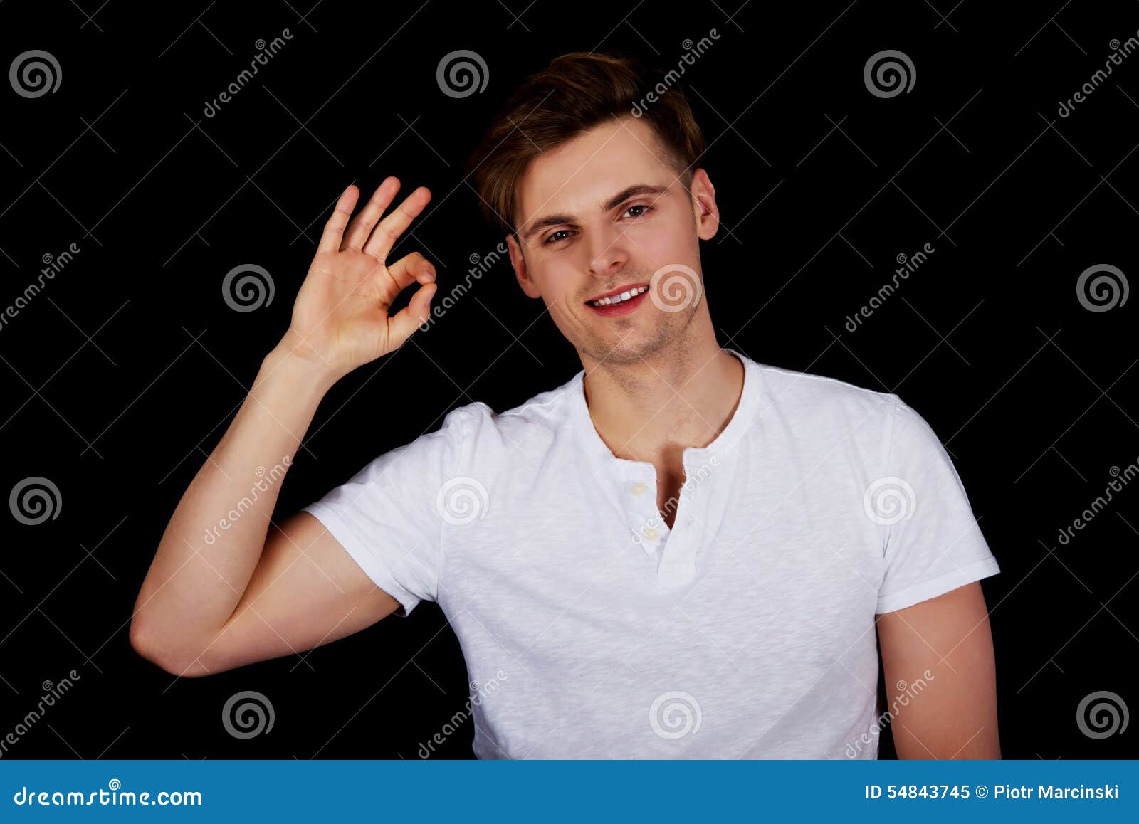 Happy Man with Perfect Hand Sign Stock Image - Image of confident, hand ...