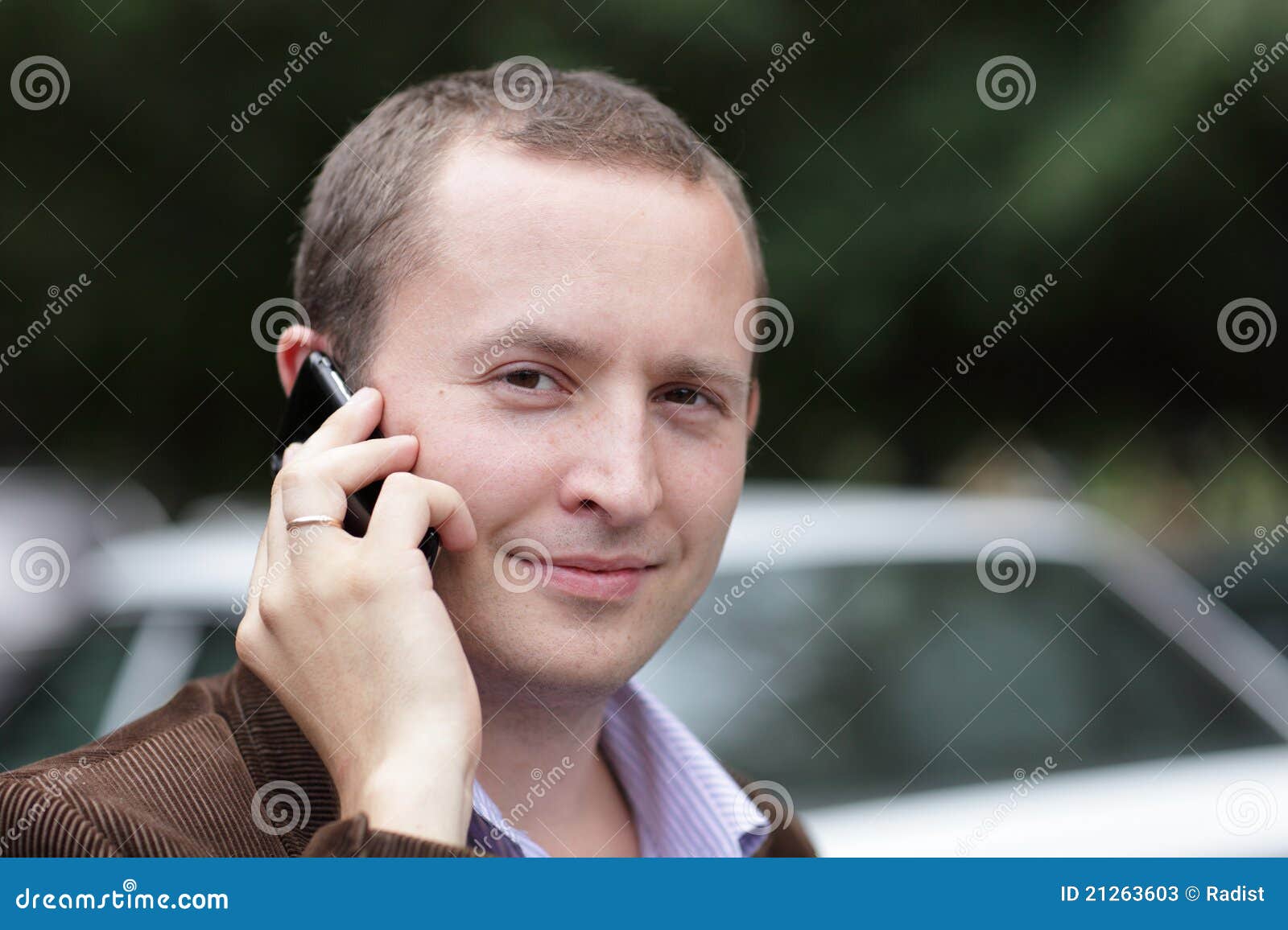 Happy man with phone stock image. Image of discuss, conversation - 21263603