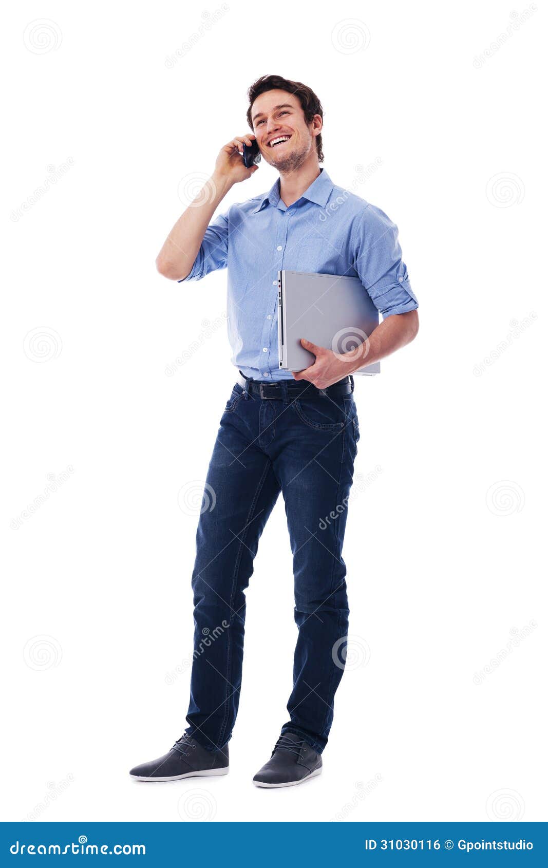 Happy man on the phone stock photo. Image of attractive - 31030116