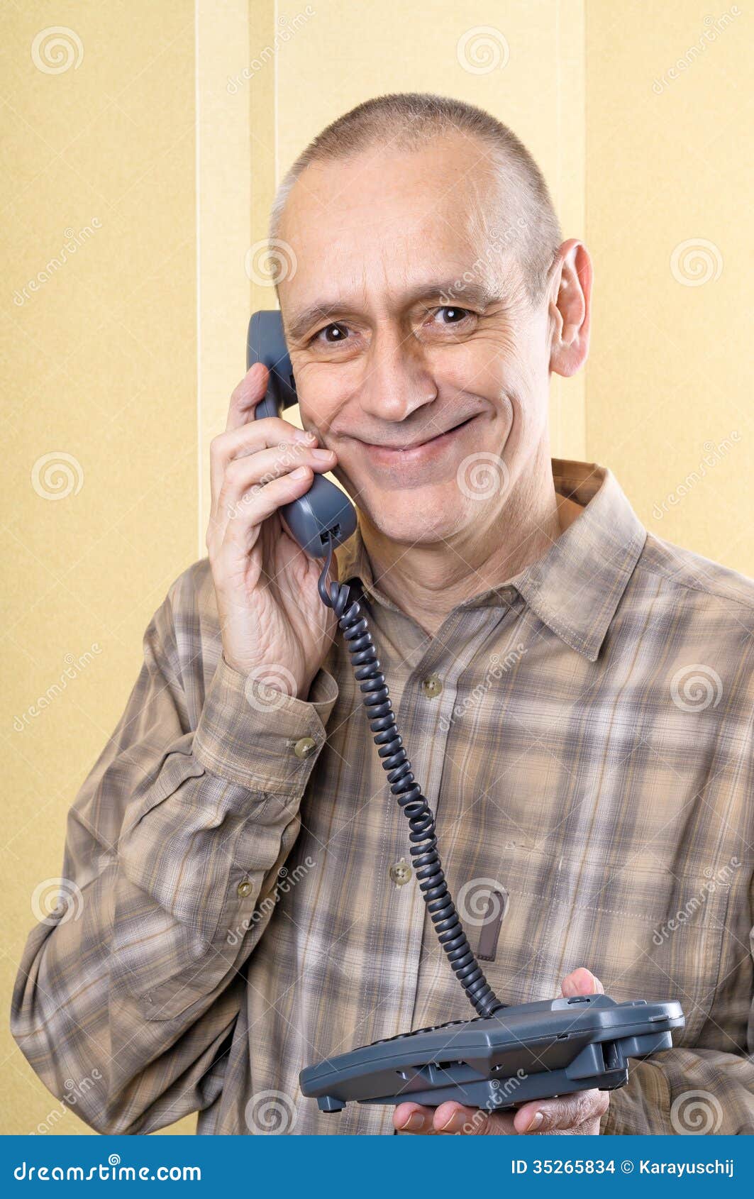 Happy Man on Phone stock photo. Image of caucasian, neighbourly - 35265834