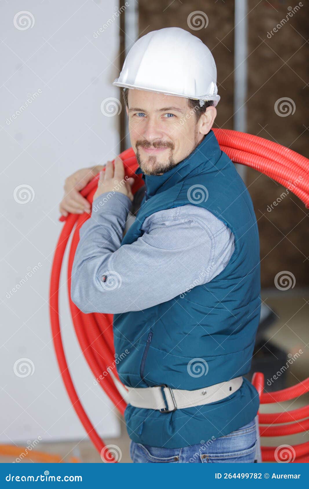 Happy man with pipes stock photo. Image of profession - 264499782