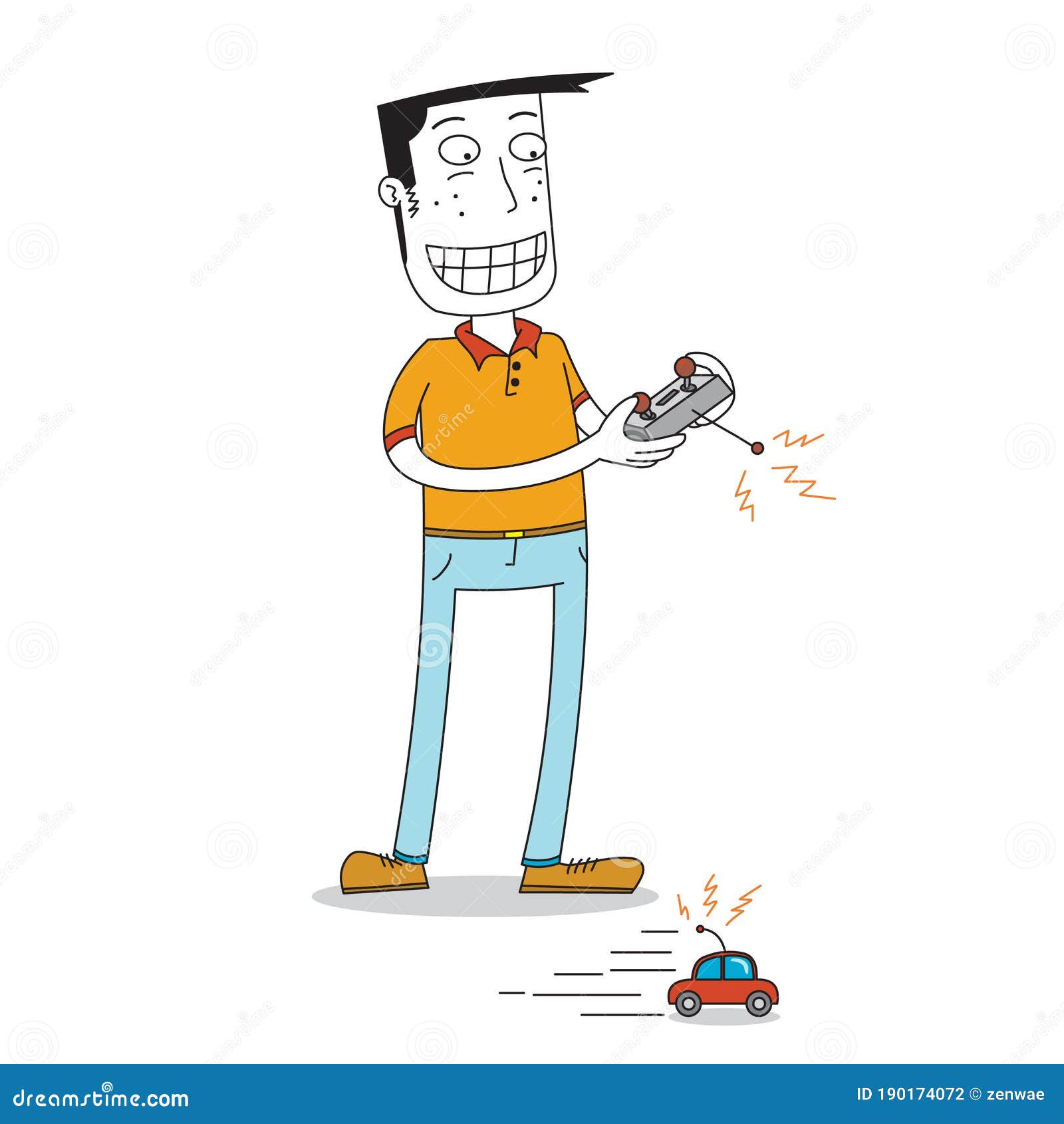 Happy Man Play a Remote Control Car Stock Vector - Illustration of ...