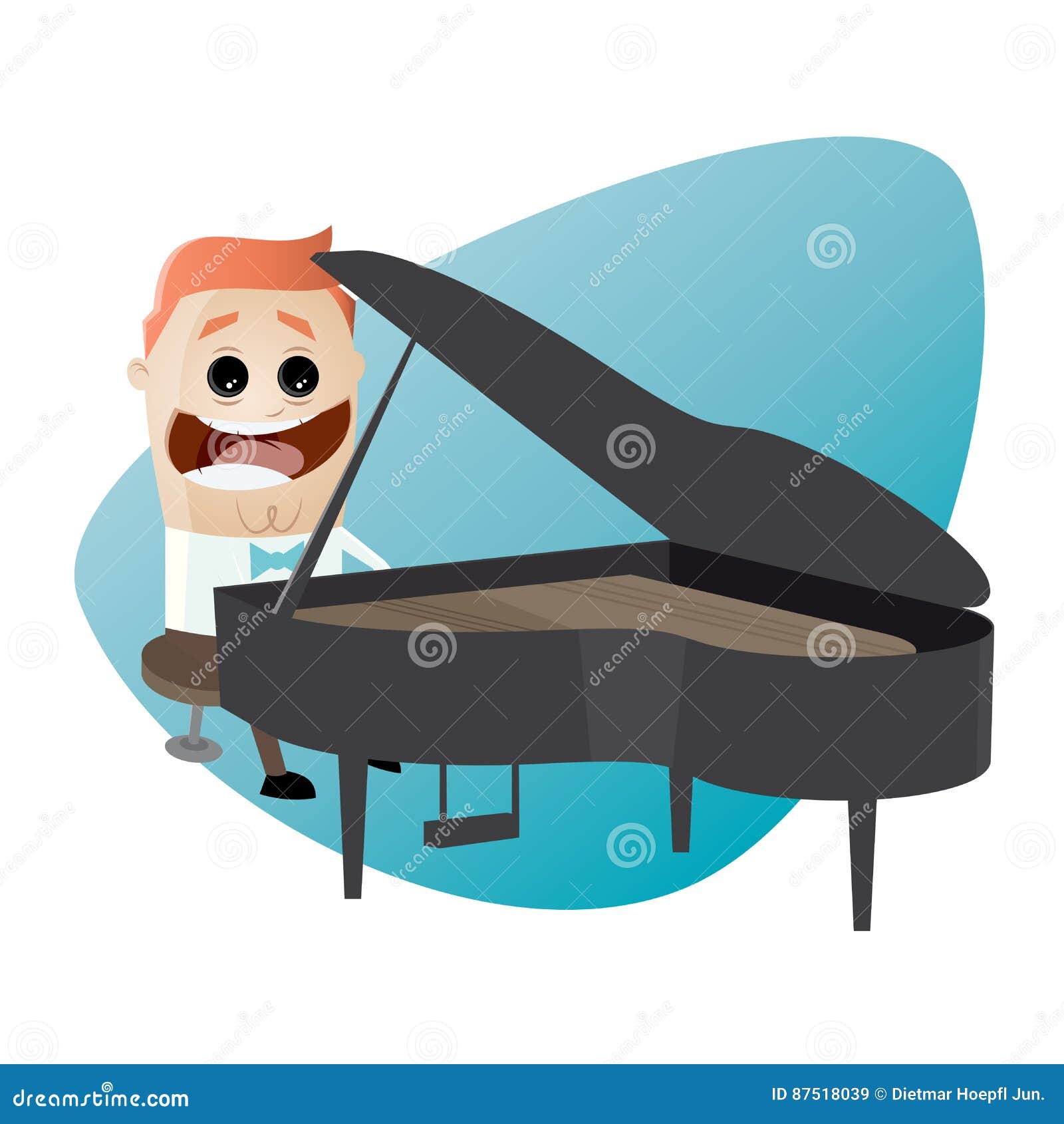 Happy man playing piano stock vector. Illustration of drawing - 87518039