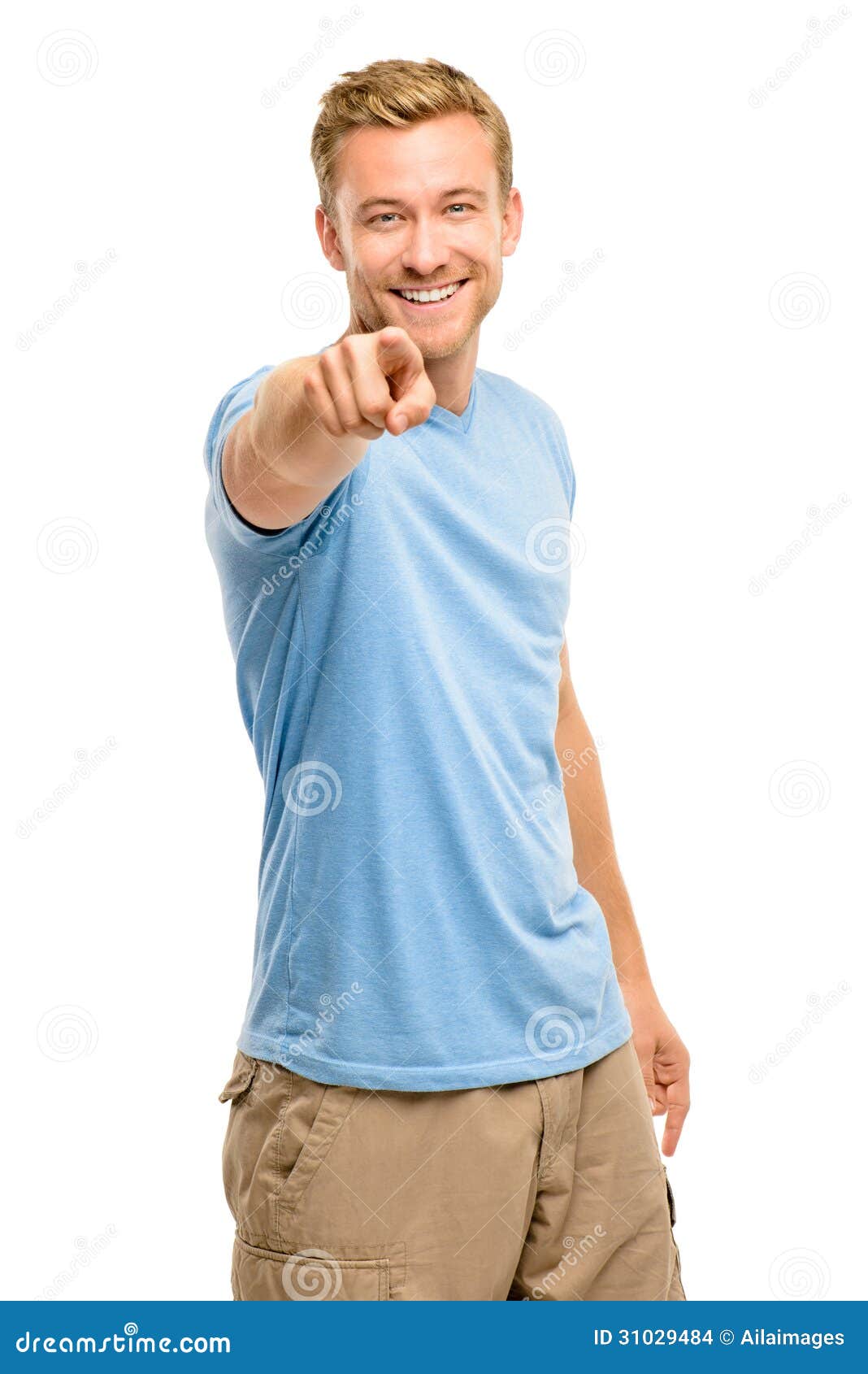 Happy Man Pointing - Portrait on White Background Stock Photo - Image ...