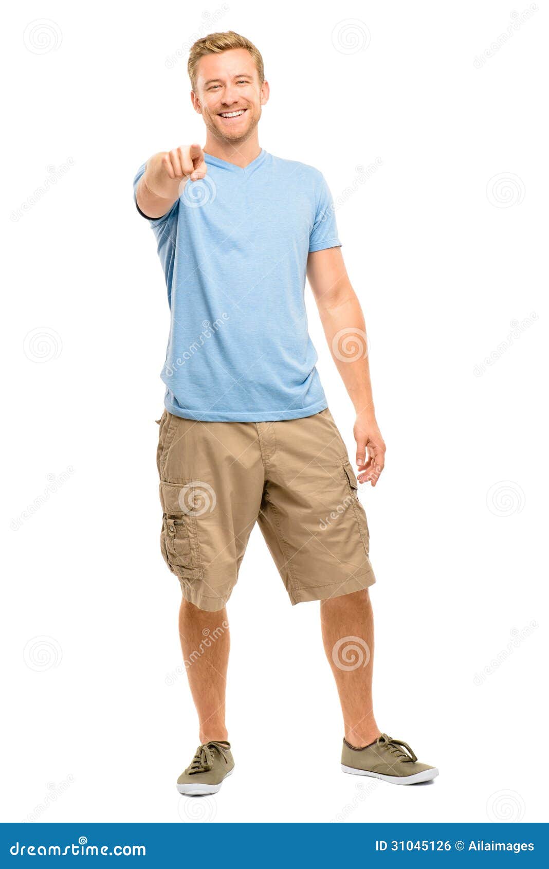 Happy Man Pointing - Portrait on White Background Stock Photo - Image ...