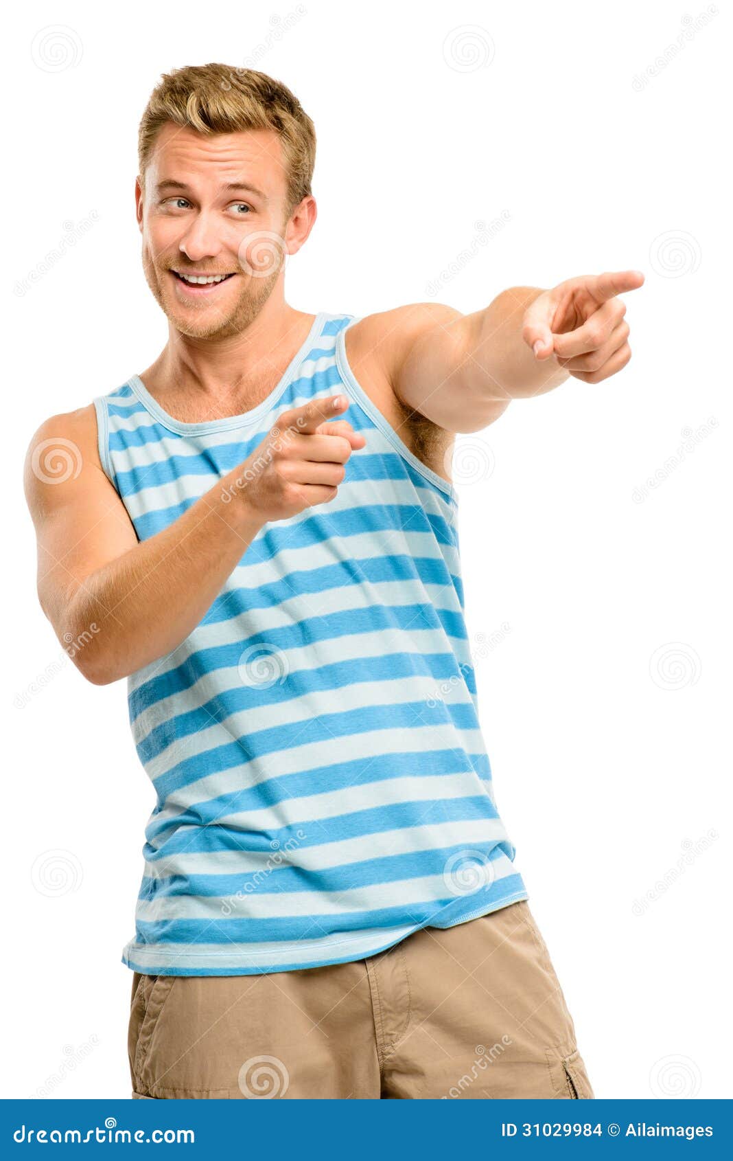 Happy Man Pointing - Portrait on White Background Stock Photo - Image ...