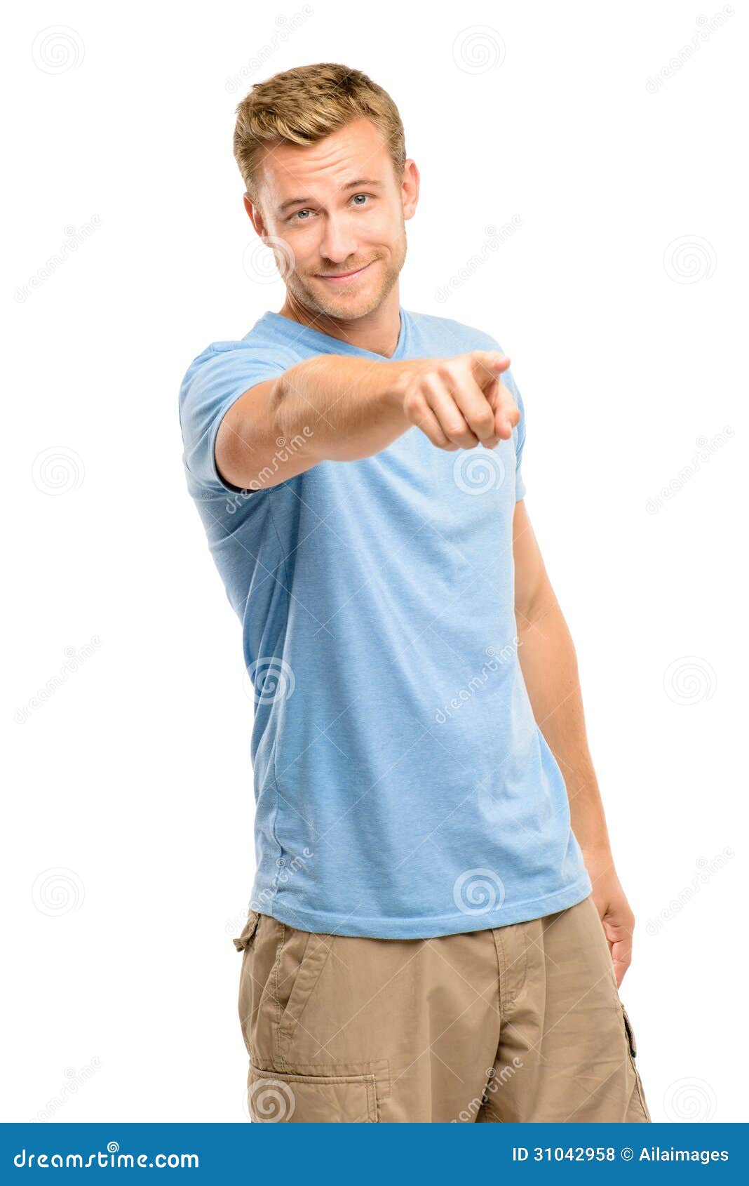 Happy Man Pointing - Portrait on White Background Stock Photo - Image ...