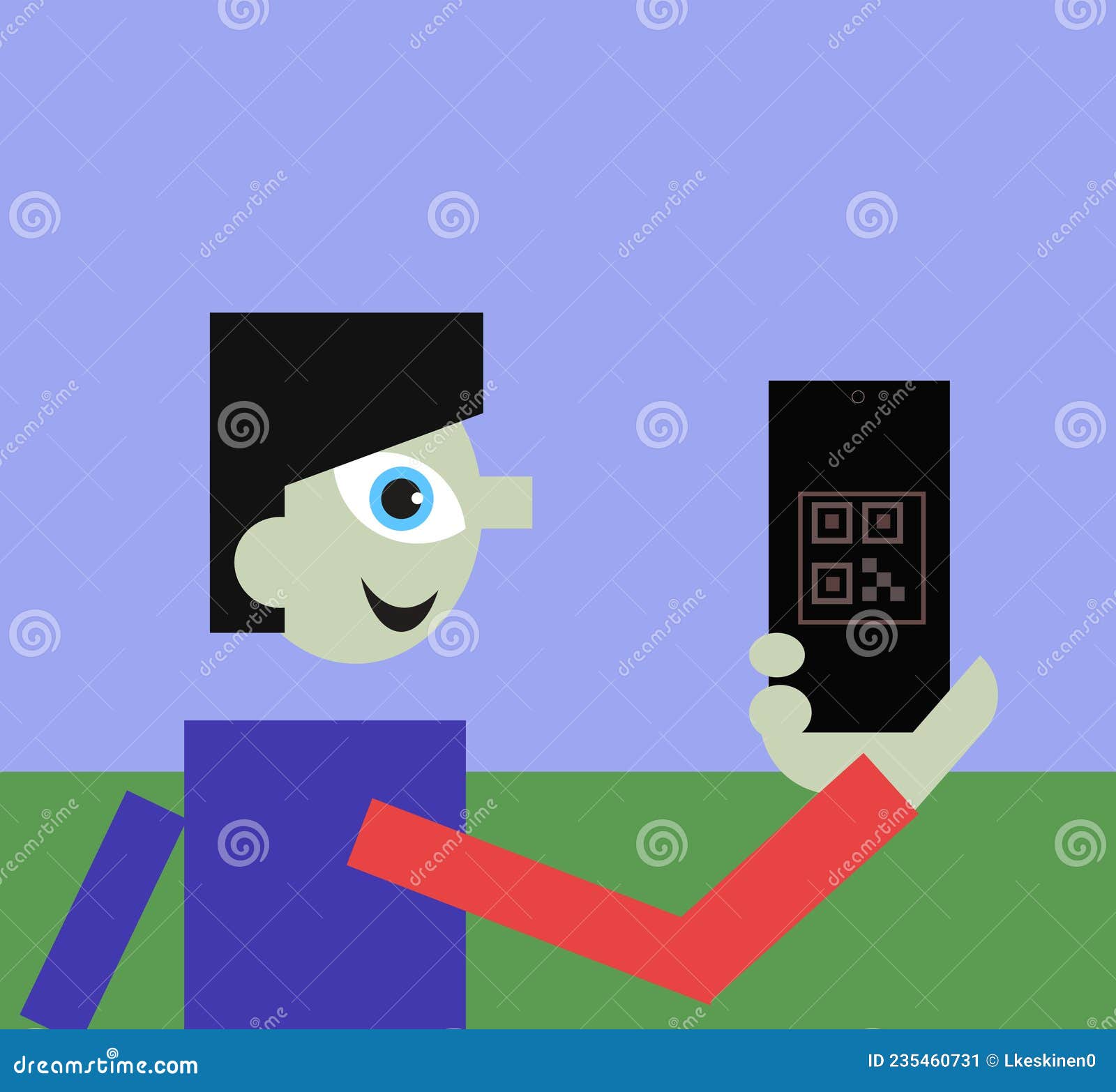 Happy Man with Qr Code Illustration Stock Vector - Illustration of code ...