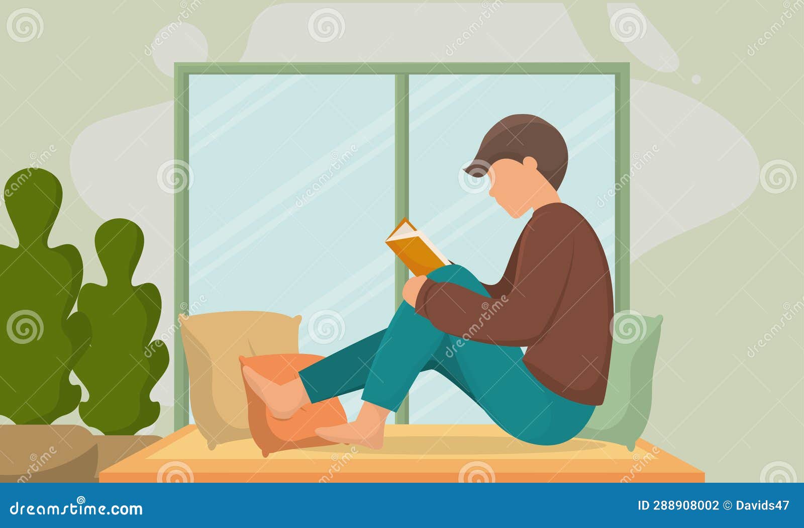Happy Man Reading a Book Hygge Lifestyle Vector Stock Illustration ... Happy Man Reading a Book Hygge Lifestyle Vector Stock Illustration ...