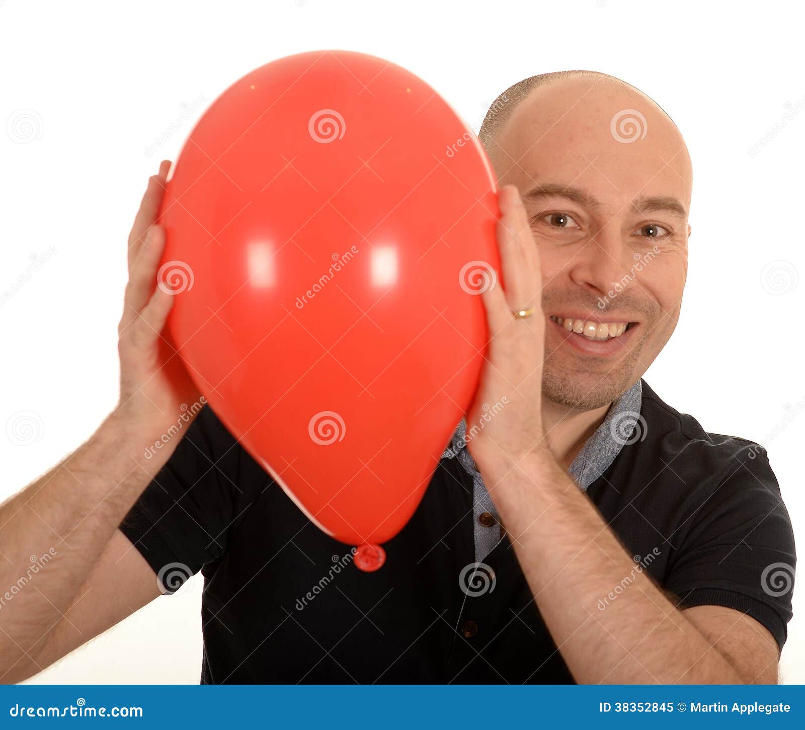 Happy man with red balloon stock image. Image of enjoyment - 38352845