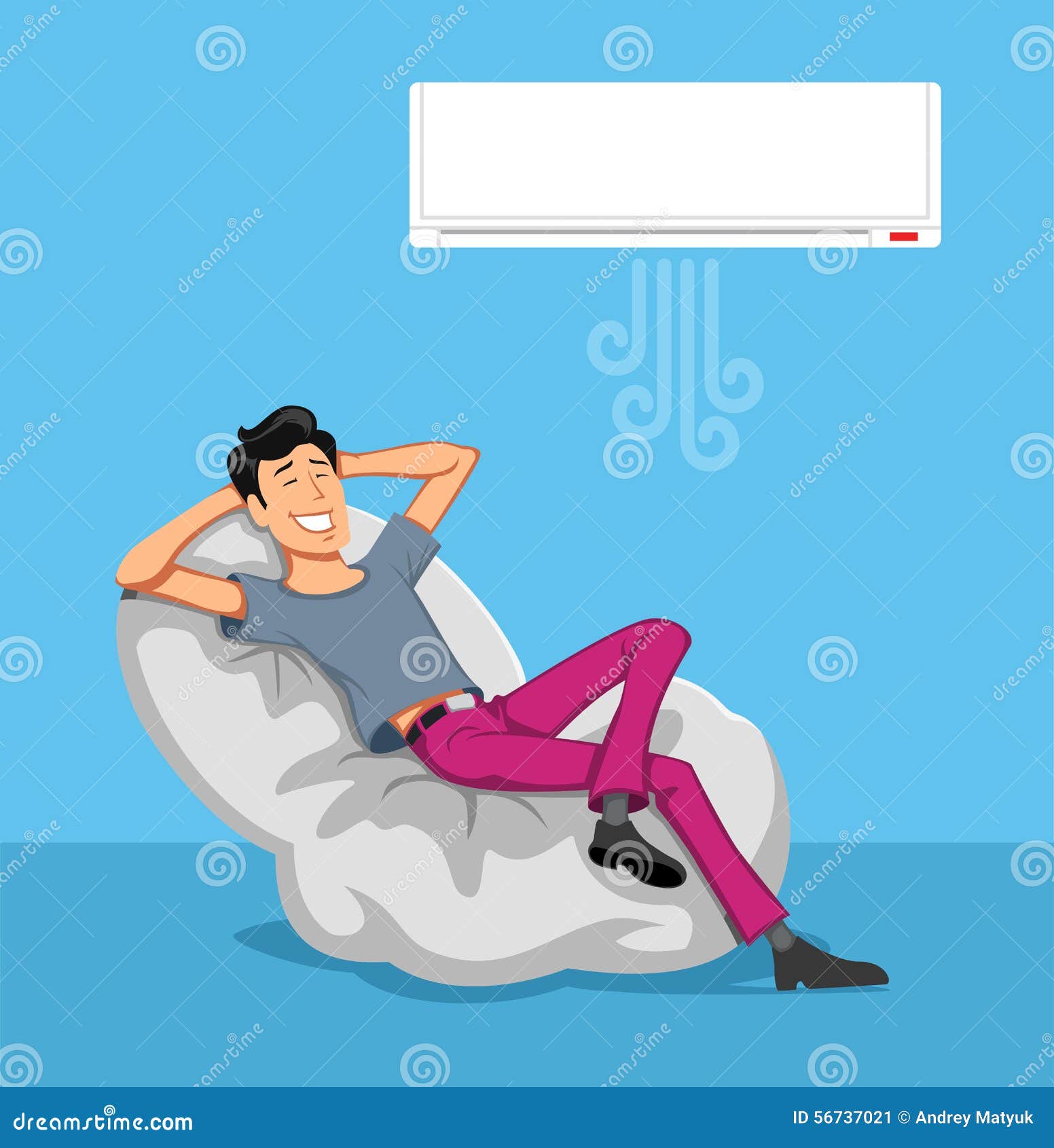 Happy Man Relax with Air-conditioner Stock Vector - Illustration of ...