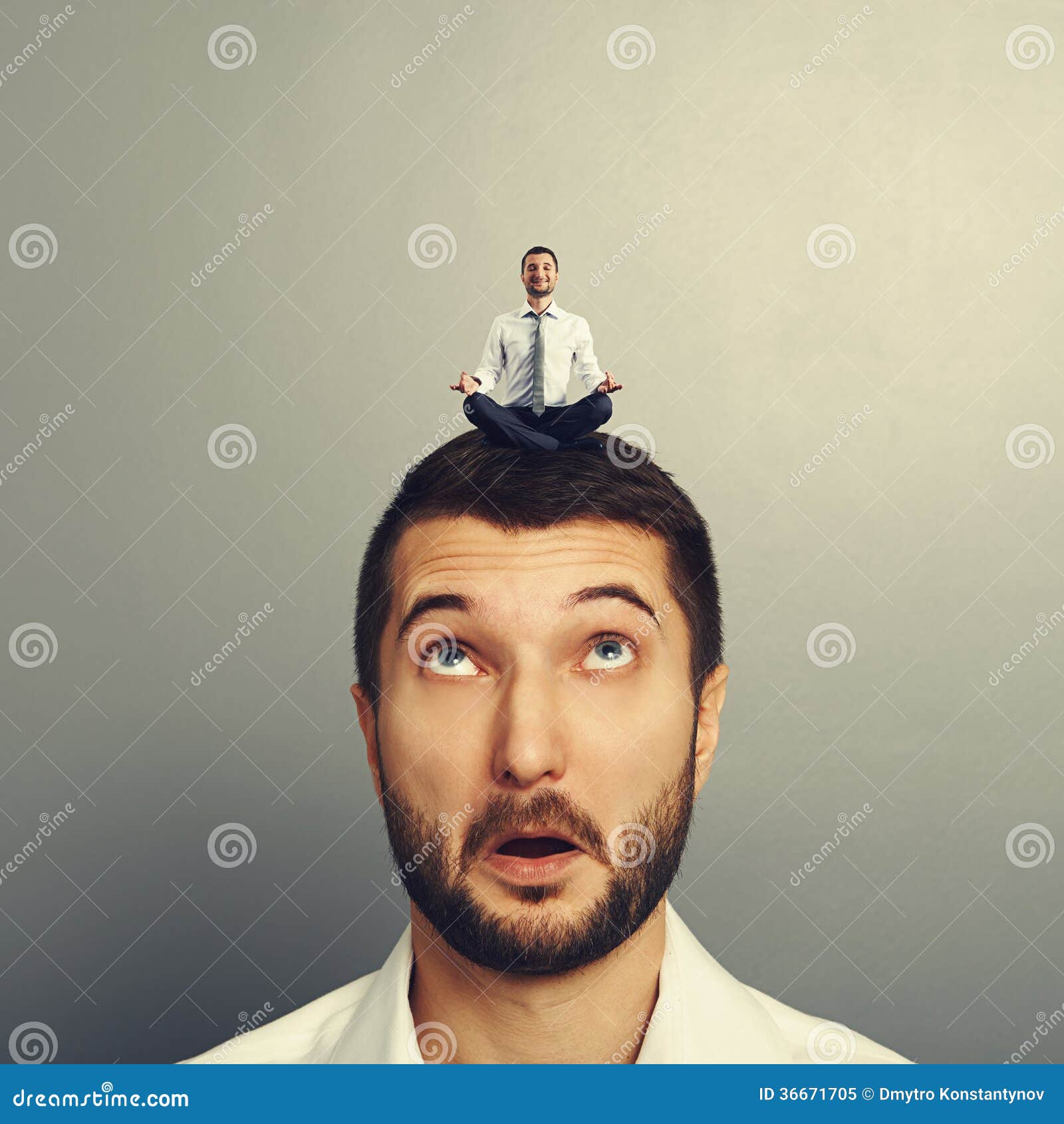 Happy Man Relaxing on the Big Head Stock Image - Image of doubt ...