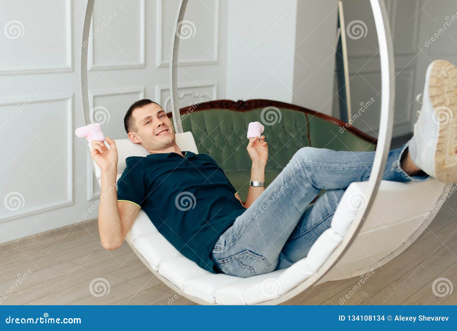 Happy Man in a Room in the Interior Stock Photo - Image of home, house ...