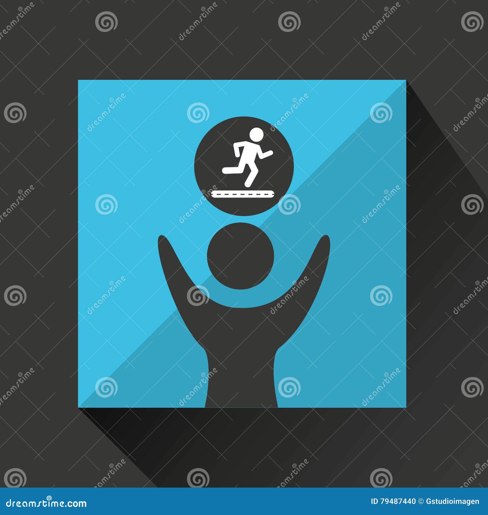 Happy Man with Running Icon Stock Illustration - Illustration of line ...