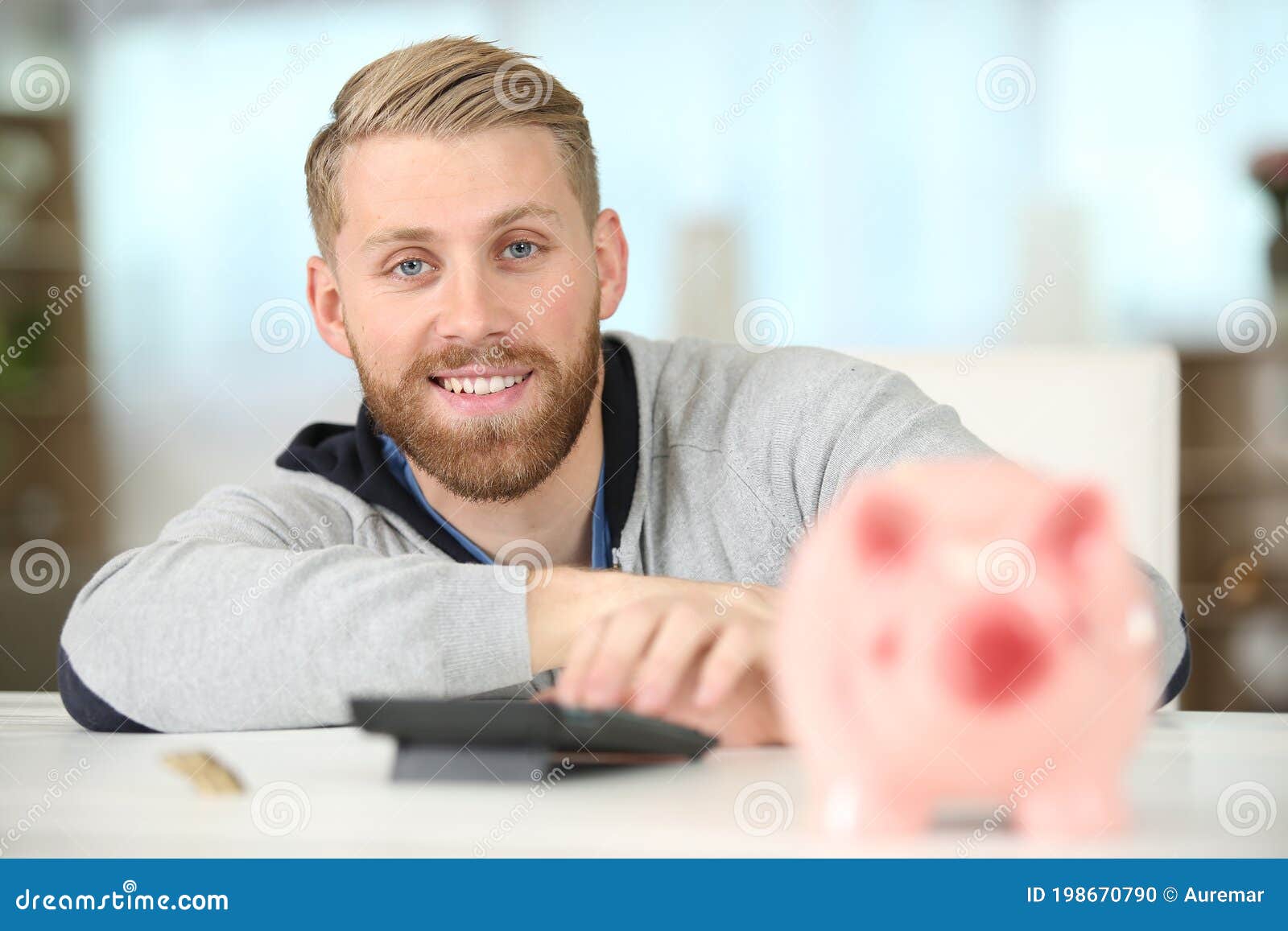 Happy Man in Saving Money Concept Stock Photo - Image of mortgage ...