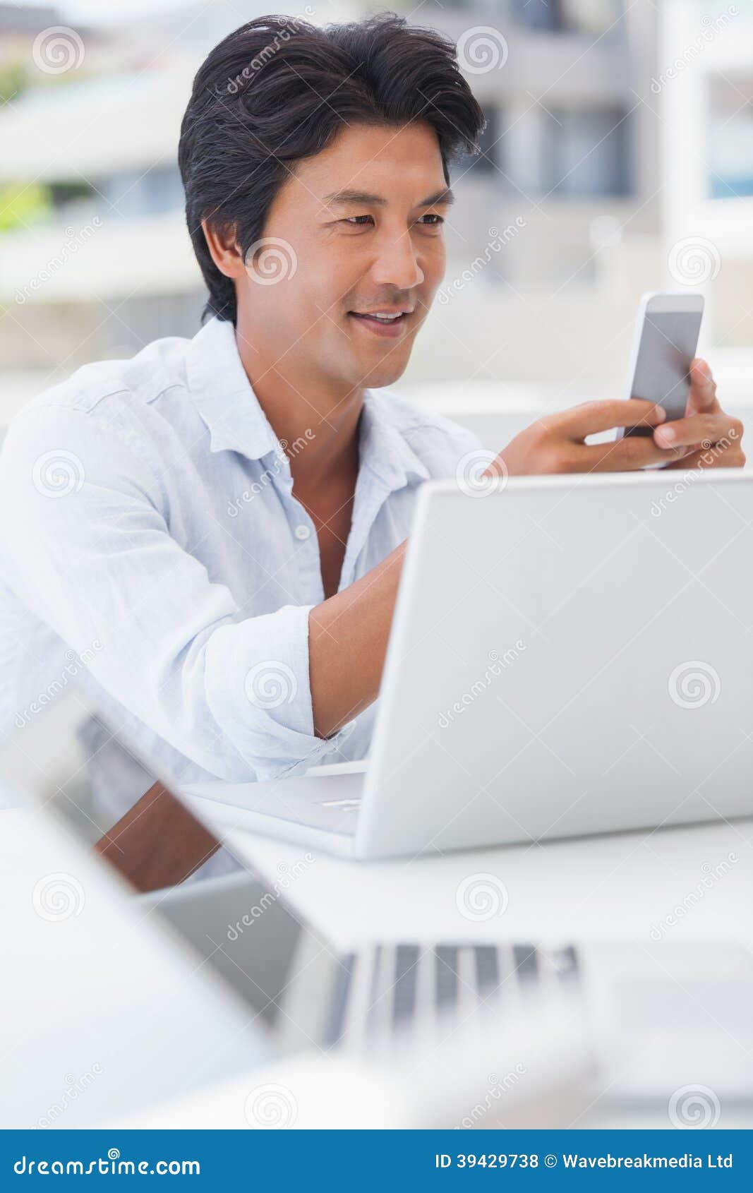 Happy Man Sending a Text Message Stock Photo - Image of person, black ...