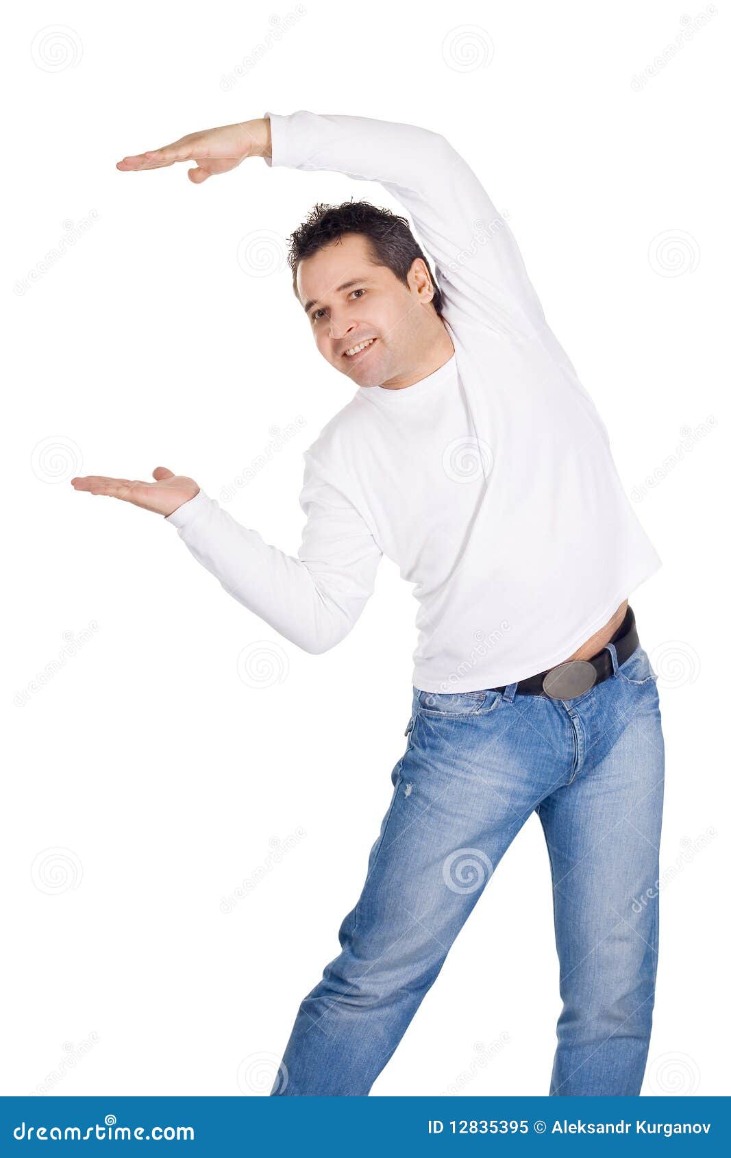 Happy man showing stock image. Image of beautiful, alluring - 12835395