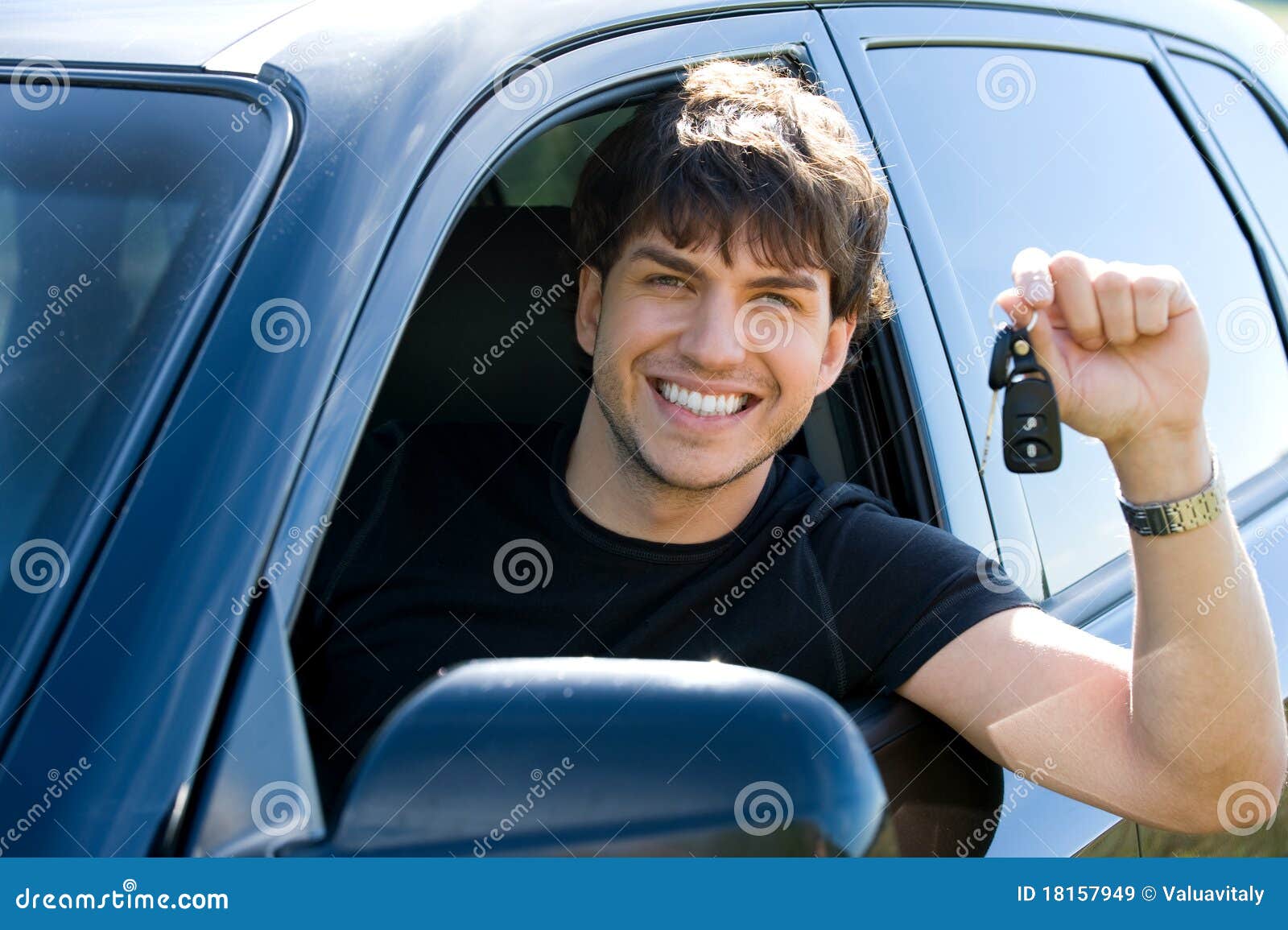 Happy Man Showing Keys in Car Stock Image - Image of life, smile: 18157949