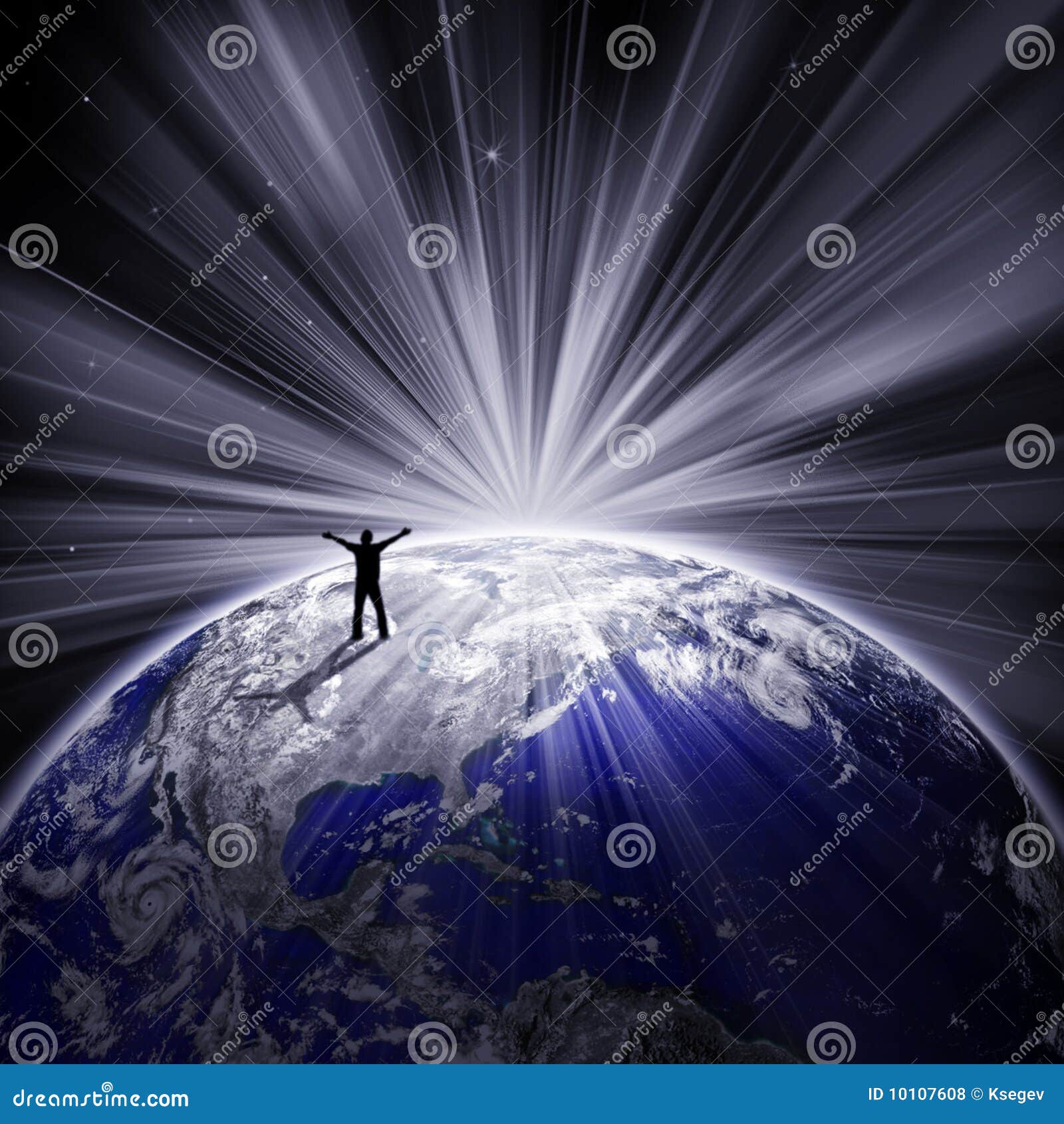 Happy Man Silhouette on Earth Stock Illustration - Illustration of ...