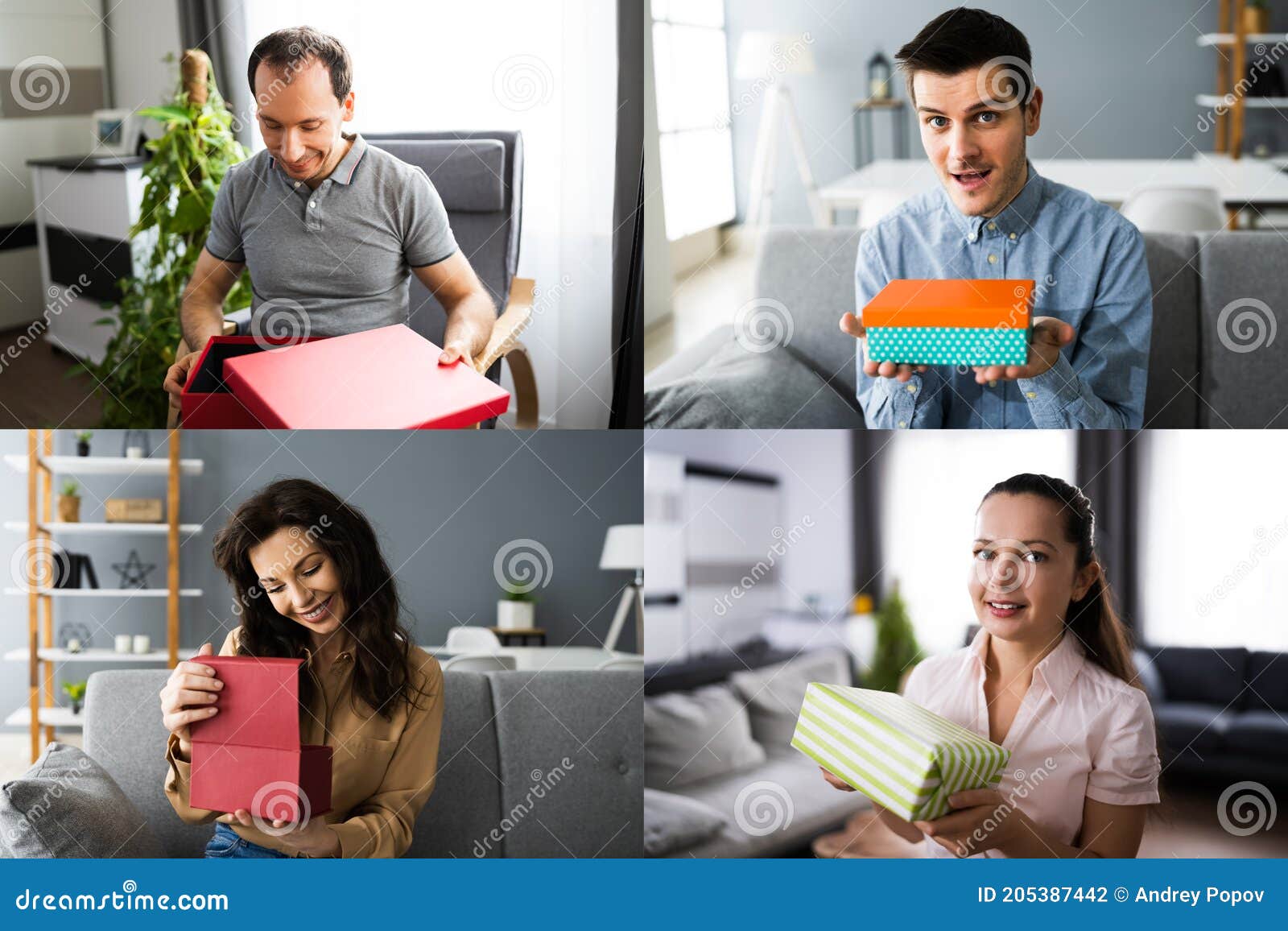 Happy People Receiving Gift Box Package Stock Photo - Image of diverse ...