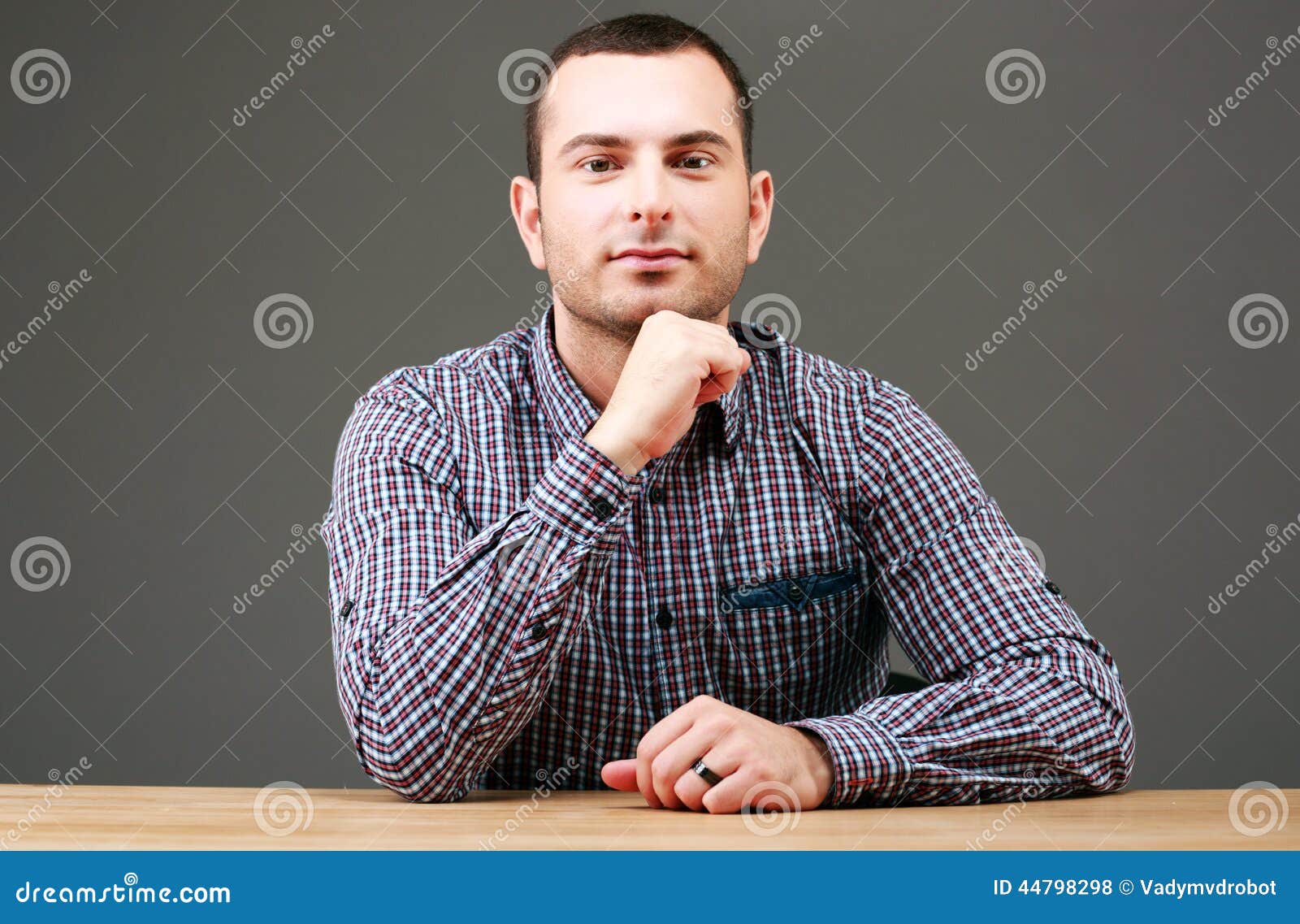 Happy Man Sitting at the Table Stock Photo - Image of happiness ...