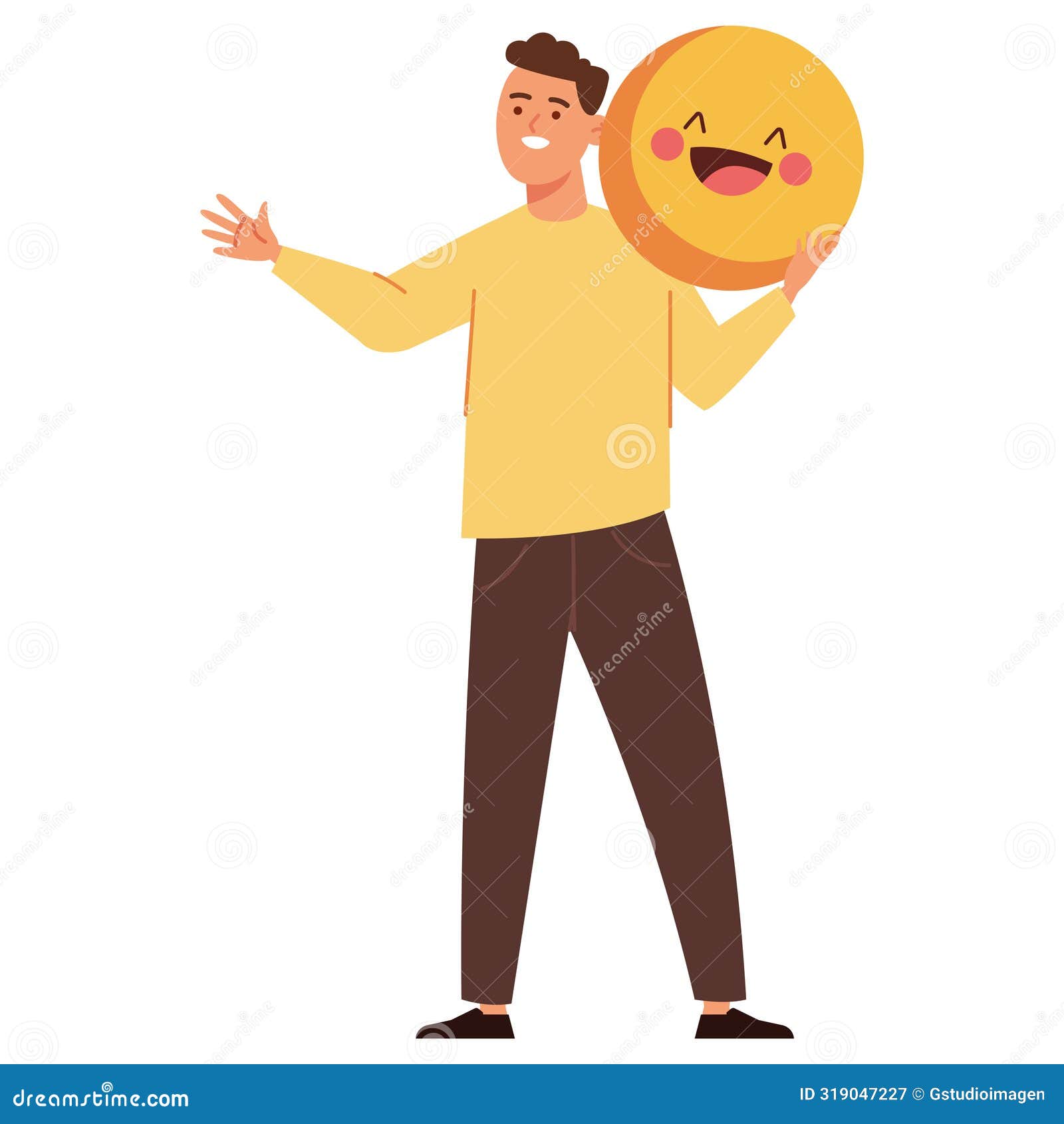 Happy man with smile emoji stock vector. Illustration of comic - 319047227