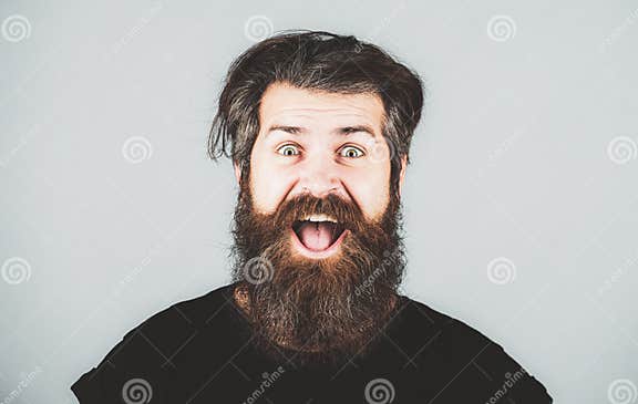 Happy Man Smile Face Handsome Smiling Young Guy With Long Beard And