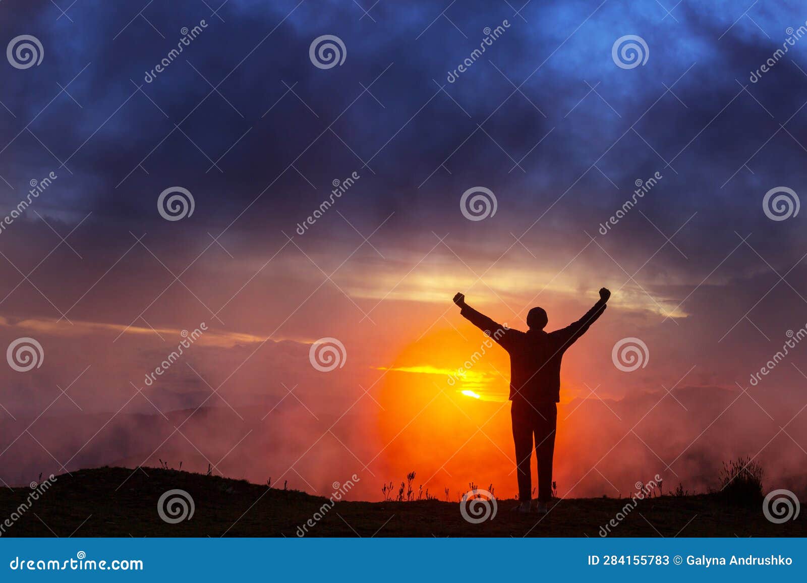 Happy man on sunset stock image. Image of standing, beauty - 284155783