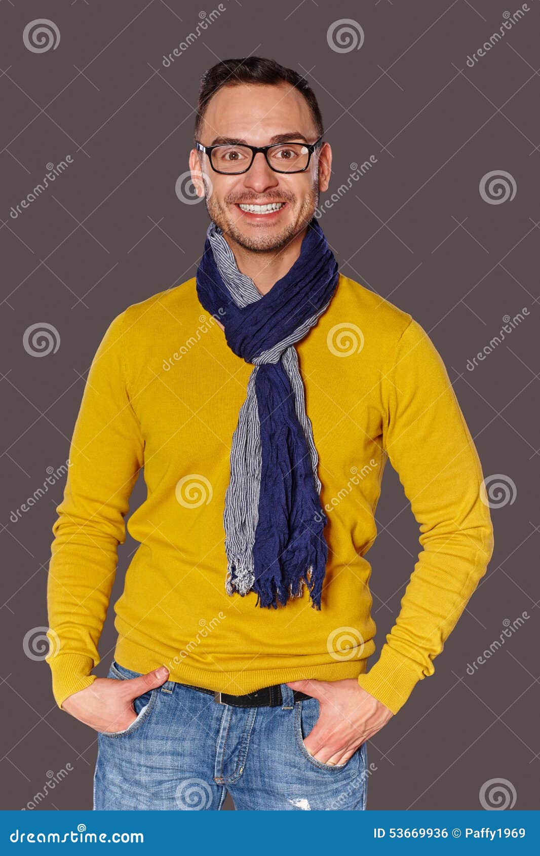 Happy man standing relaxed stock photo. Image of fashion - 53669936