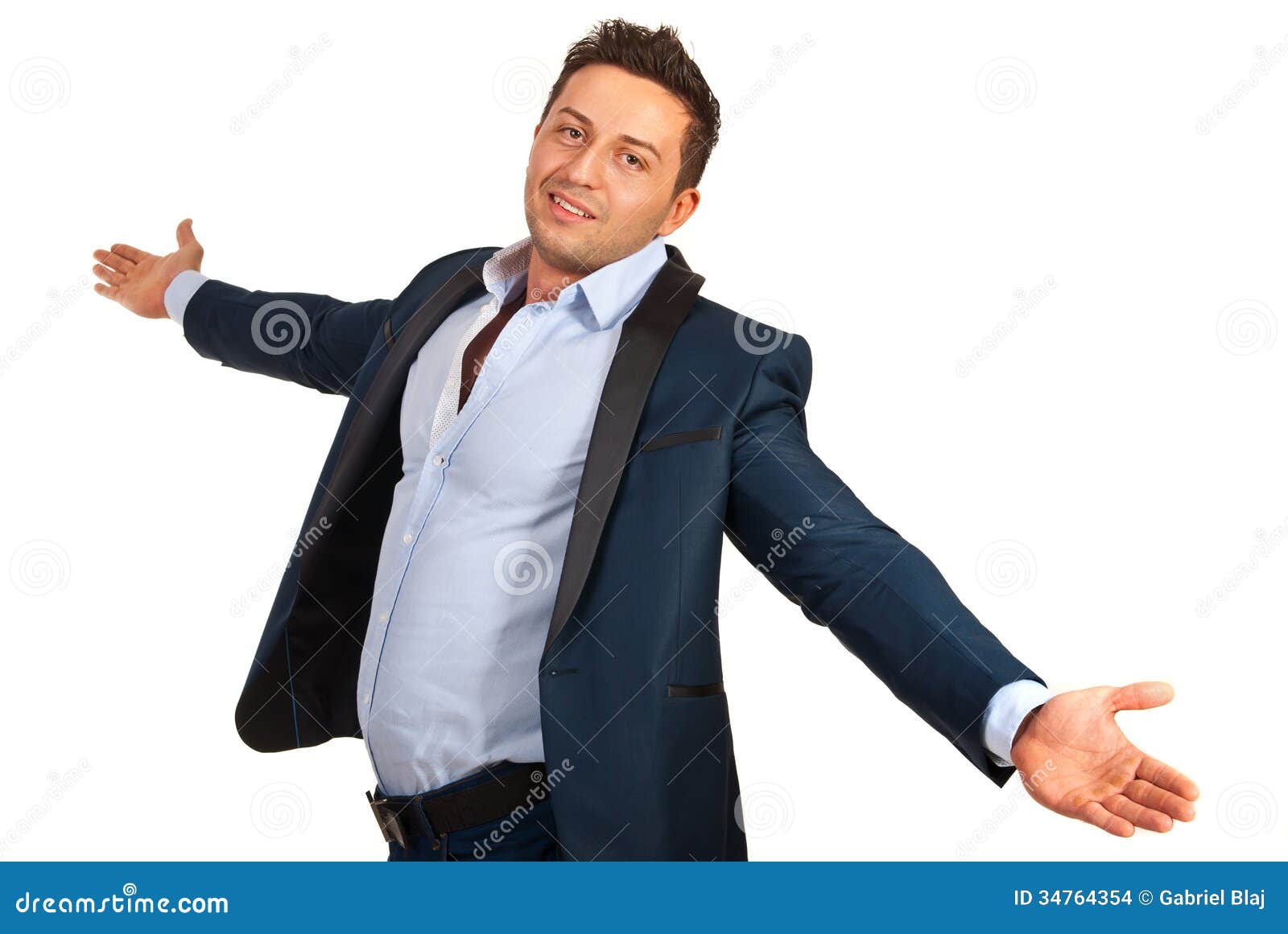 Happy Man with Stretched Hands Stock Photo - Image of arms, cheerful ...