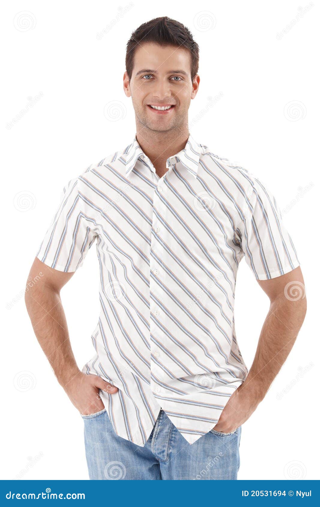 Happy man in summer shirt stock photo. Image of european - 20531694