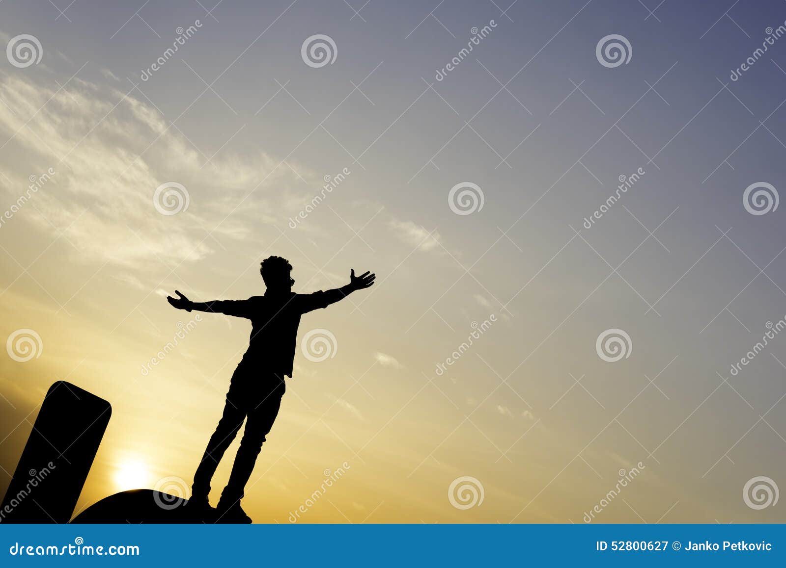 Happy man at sunset stock image. Image of human, sunset - 52800627
