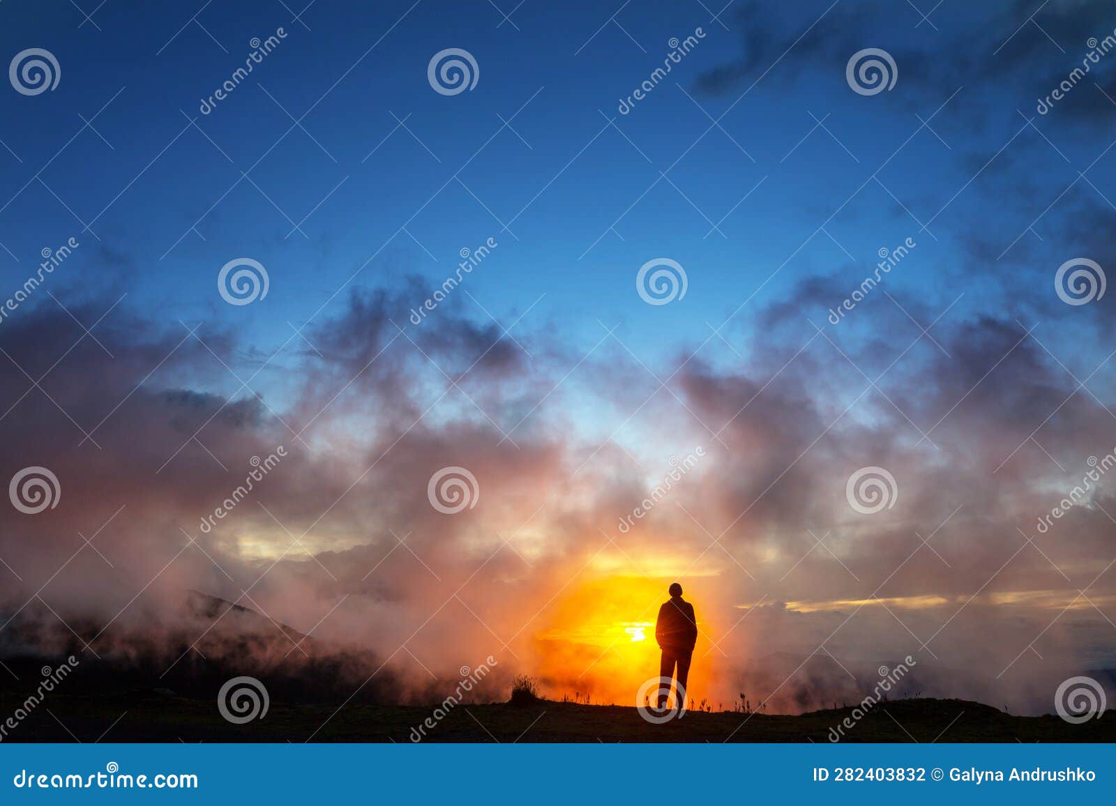 Happy man on sunset stock photo. Image of cliff, sunset - 282403832