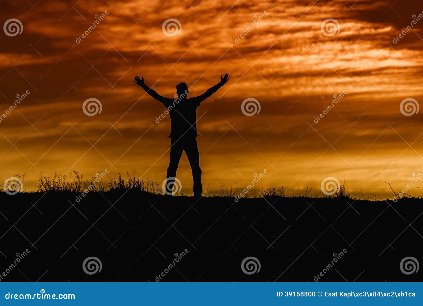 Happy man Sunset stock photo. Image of climbing, adventure - 39168800