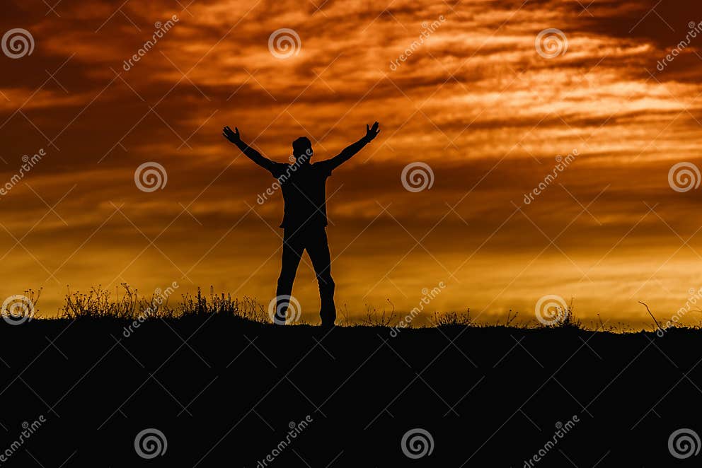 Happy man Sunset stock photo. Image of climbing, adventure - 39168800