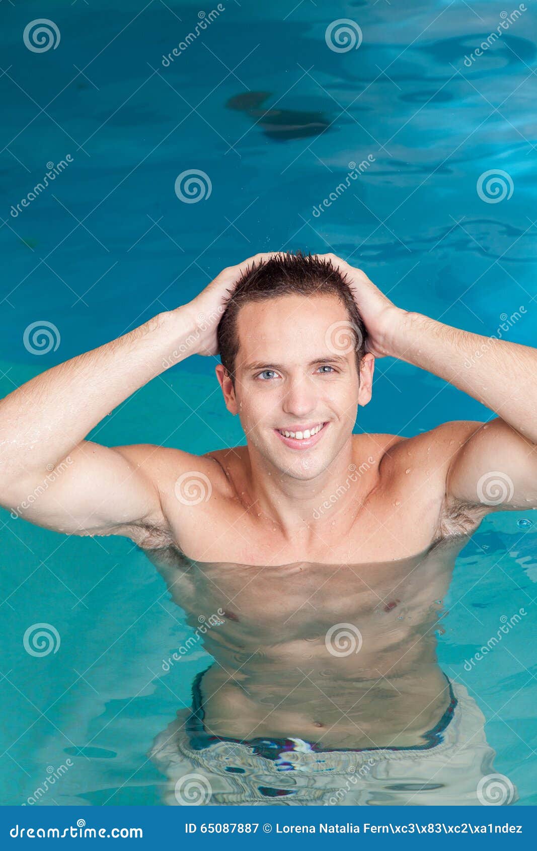 Happy man swimming stock image. Image of portrait, alone - 65087887