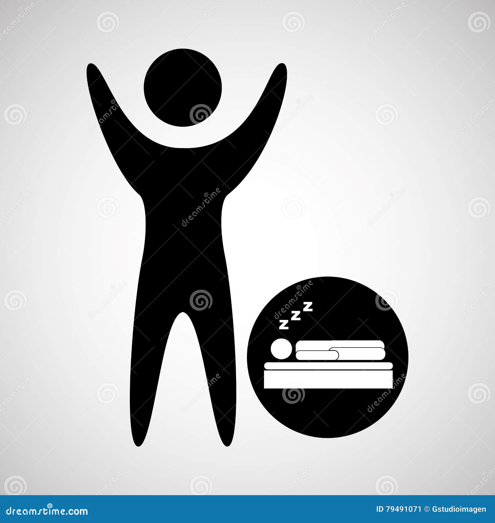 Happy Man with Symbol Sleep Dreams Icon Stock Illustration ...