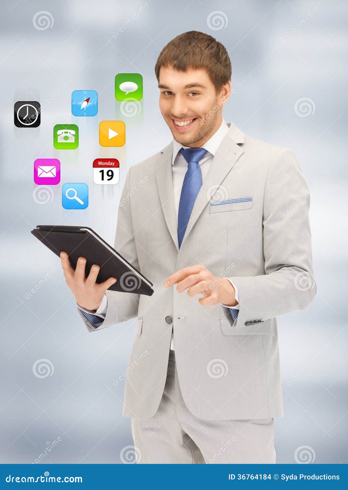 Happy Man with Tablet Pc Computer Stock Photo - Image of partner ...