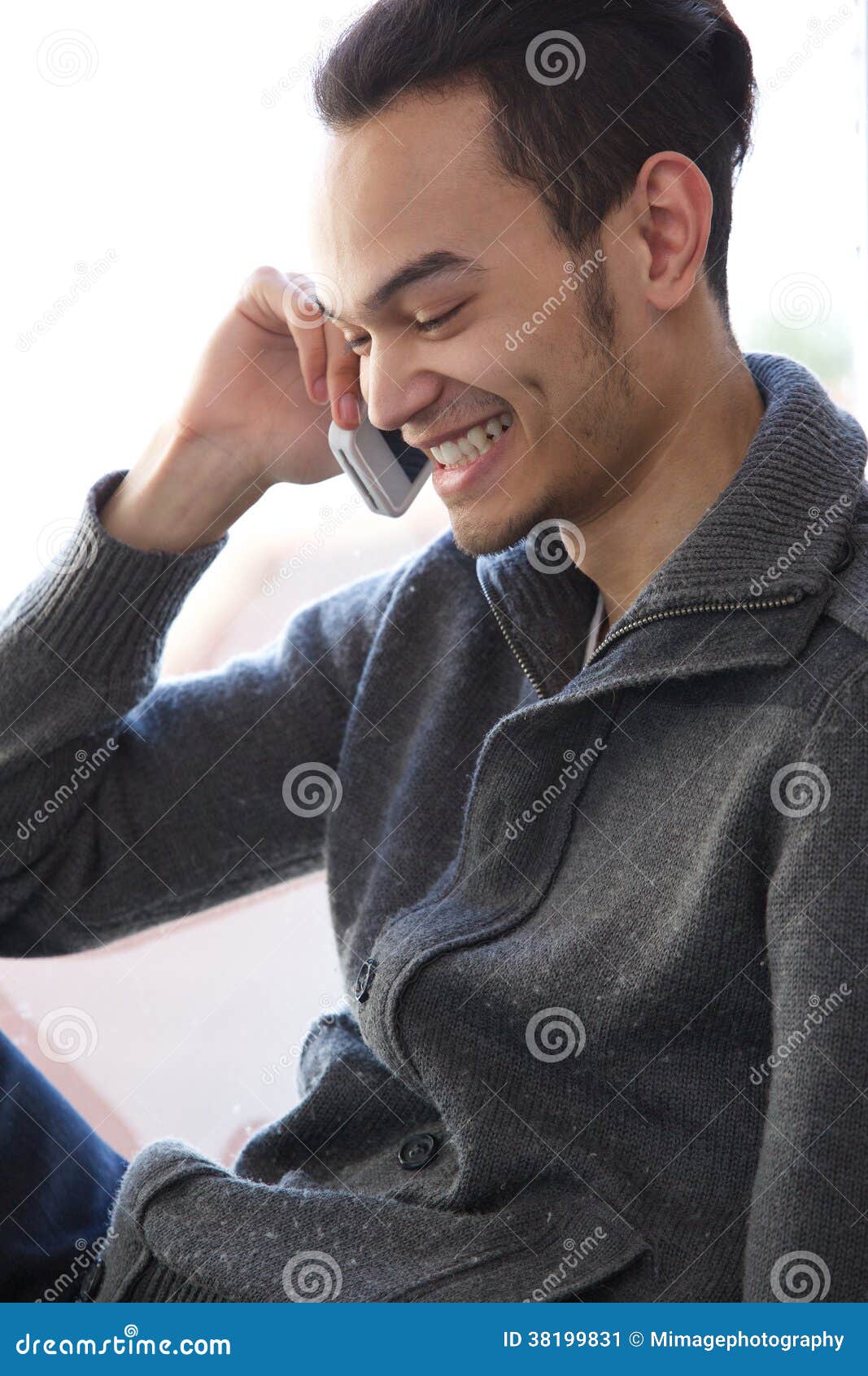 Happy Man Talking on Mobile Phone Stock Image - Image of communication ...