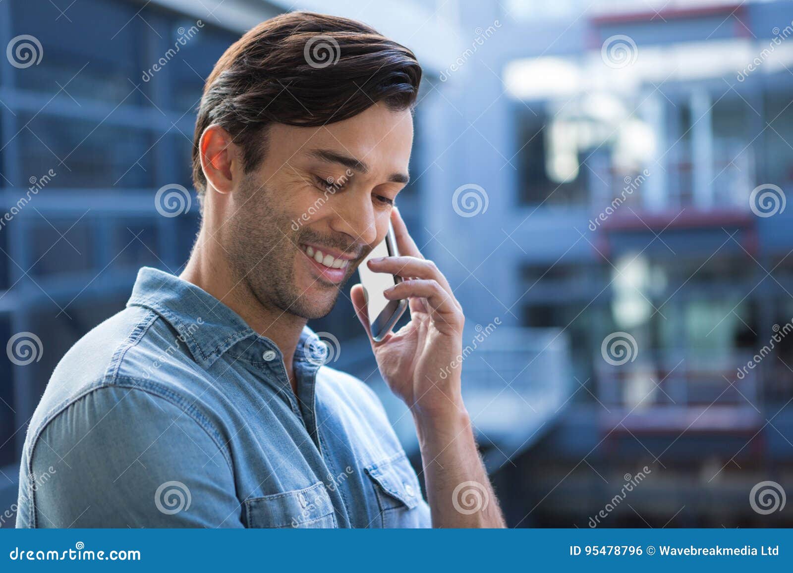 Happy Man Talking on Mobile Phone Stock Photo - Image of communication ...