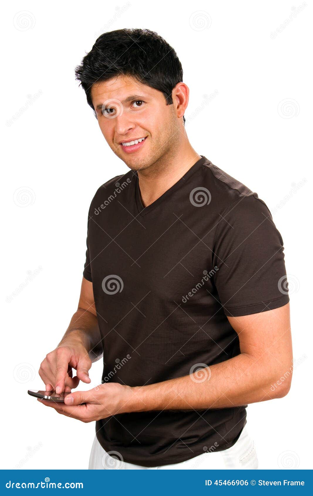 Happy Man Texting stock photo. Image of holding, texting - 45466906
