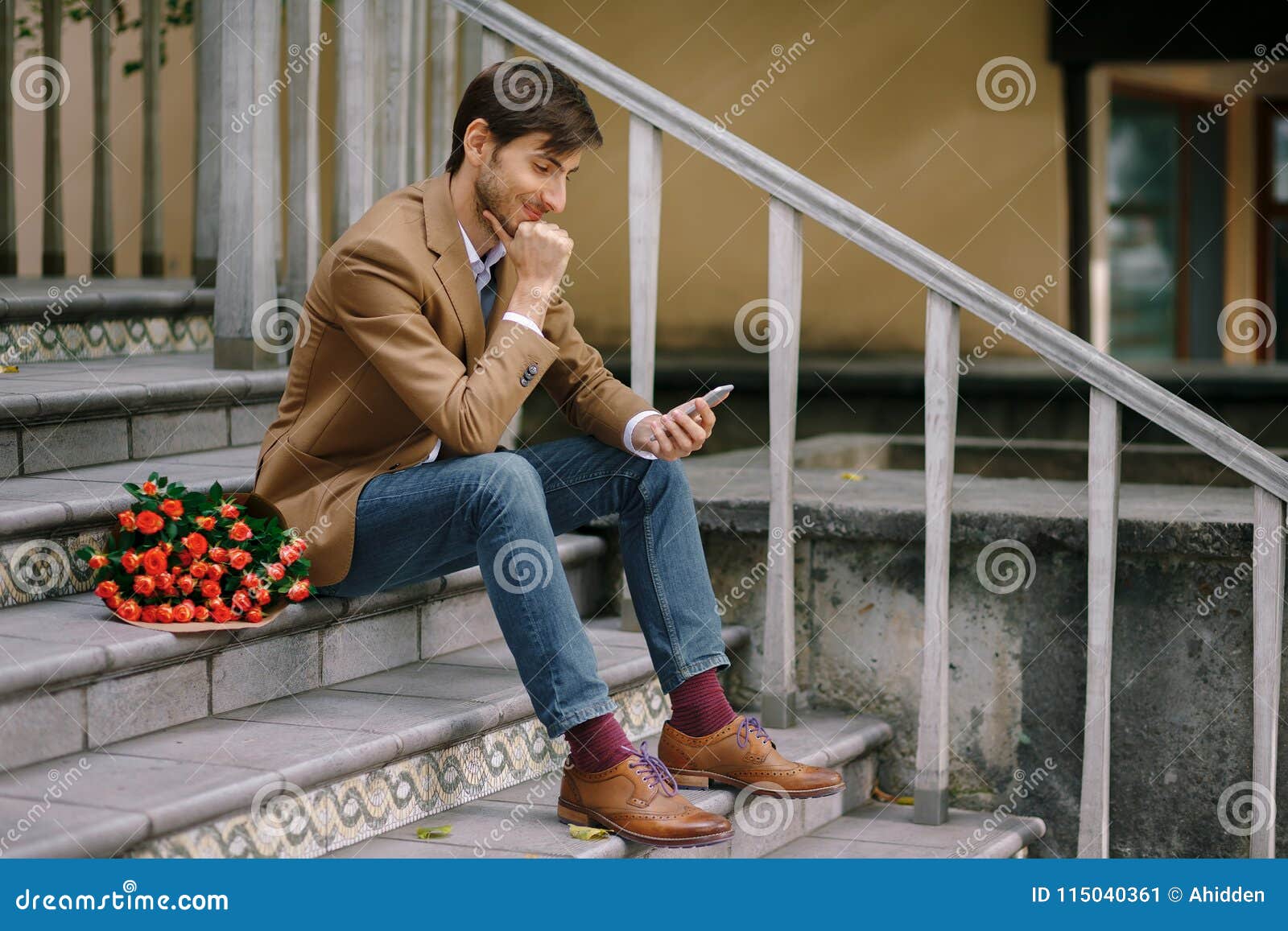 Happy Man Texting while Smiling Stock Image - Image of love, phone ... Happy Man Texting while Smiling Stock Image - Image of love, phone ...