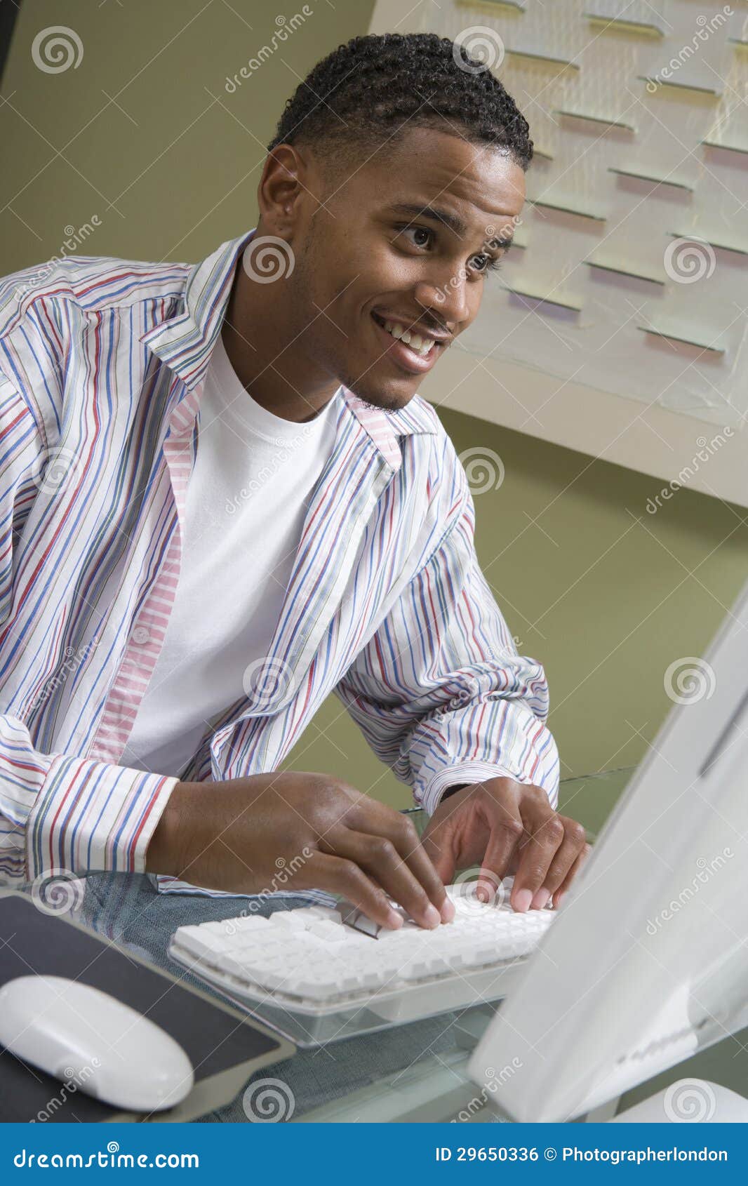 Happy Man Using Computer stock photo. Image of desktop - 29650336