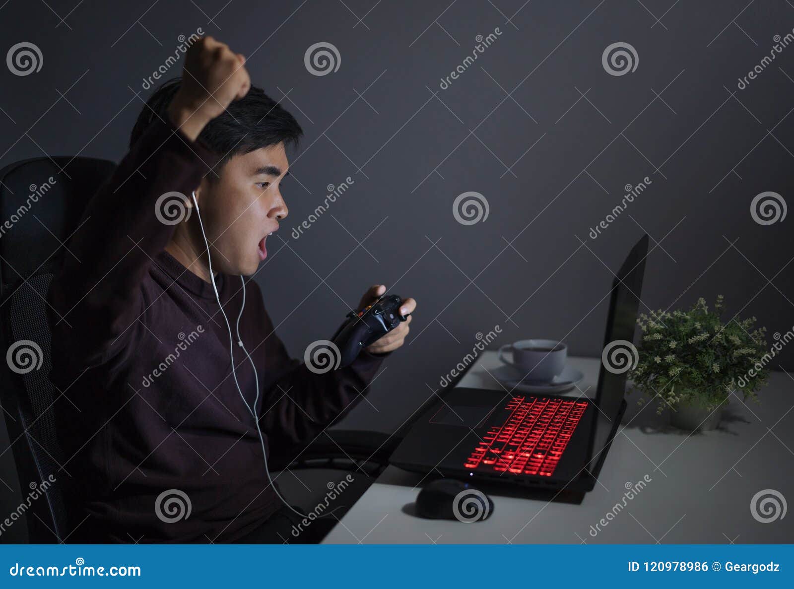 Happy Man Using Joystick To Playing Games Stock Photo - Image of modern ...