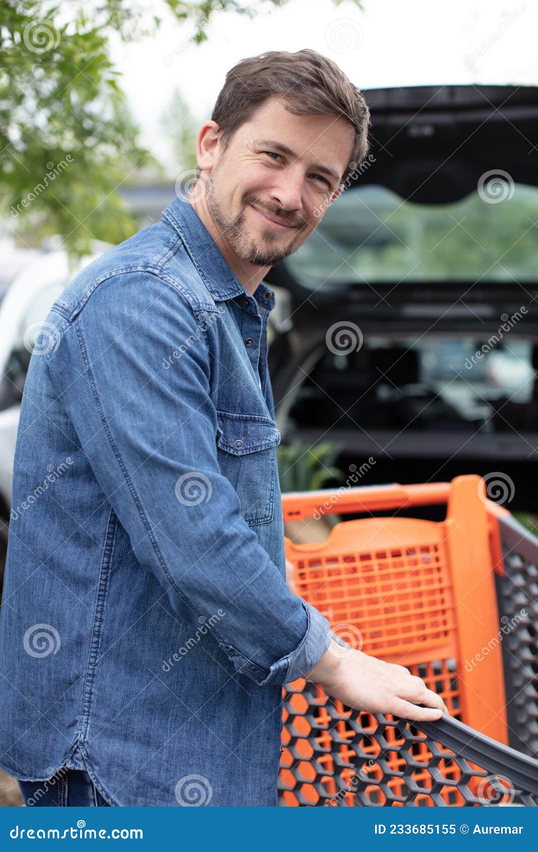 Happy Man after Using Trolly Stock Image - Image of design, shop: 233685155