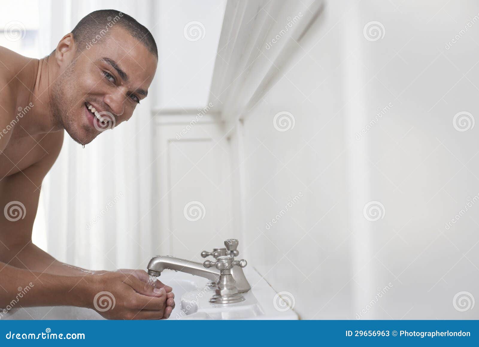 Happy Man Washing Face stock image. Image of face, caucasian - 29656963