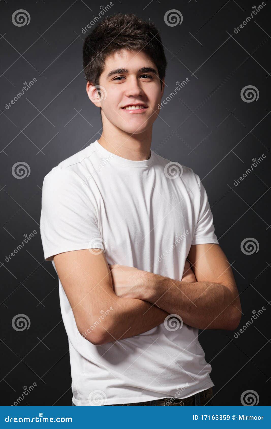 Happy Man Wearing White T Shirt Stock Image Image Of Head Happiness