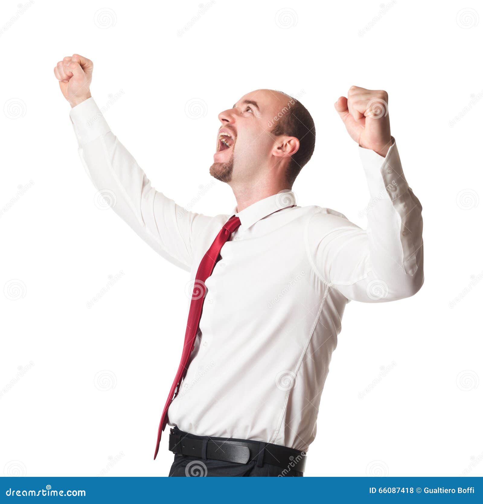 Happy man on white stock photo. Image of white, worker - 66087418