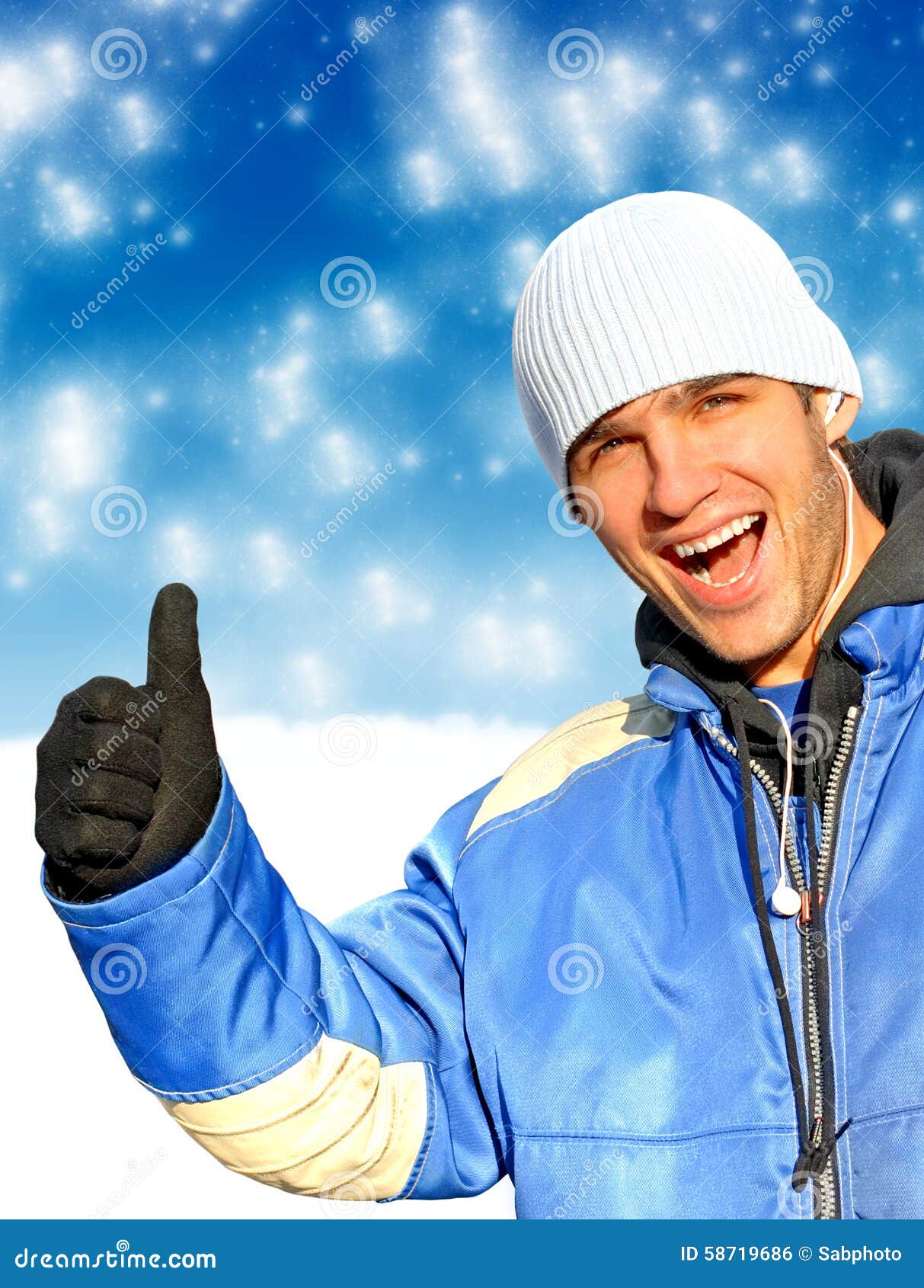 Happy Man in the Winter stock photo. Image of handsome - 58719686